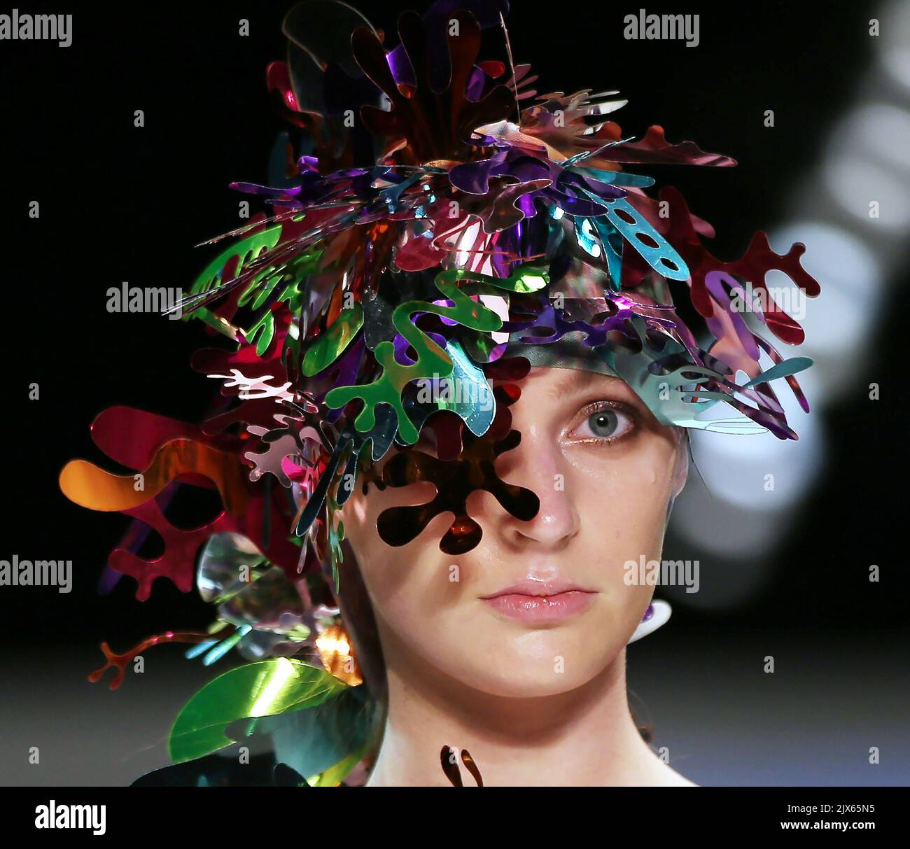 A model wears a creation by Evol during the Innovative Fashion Design ...