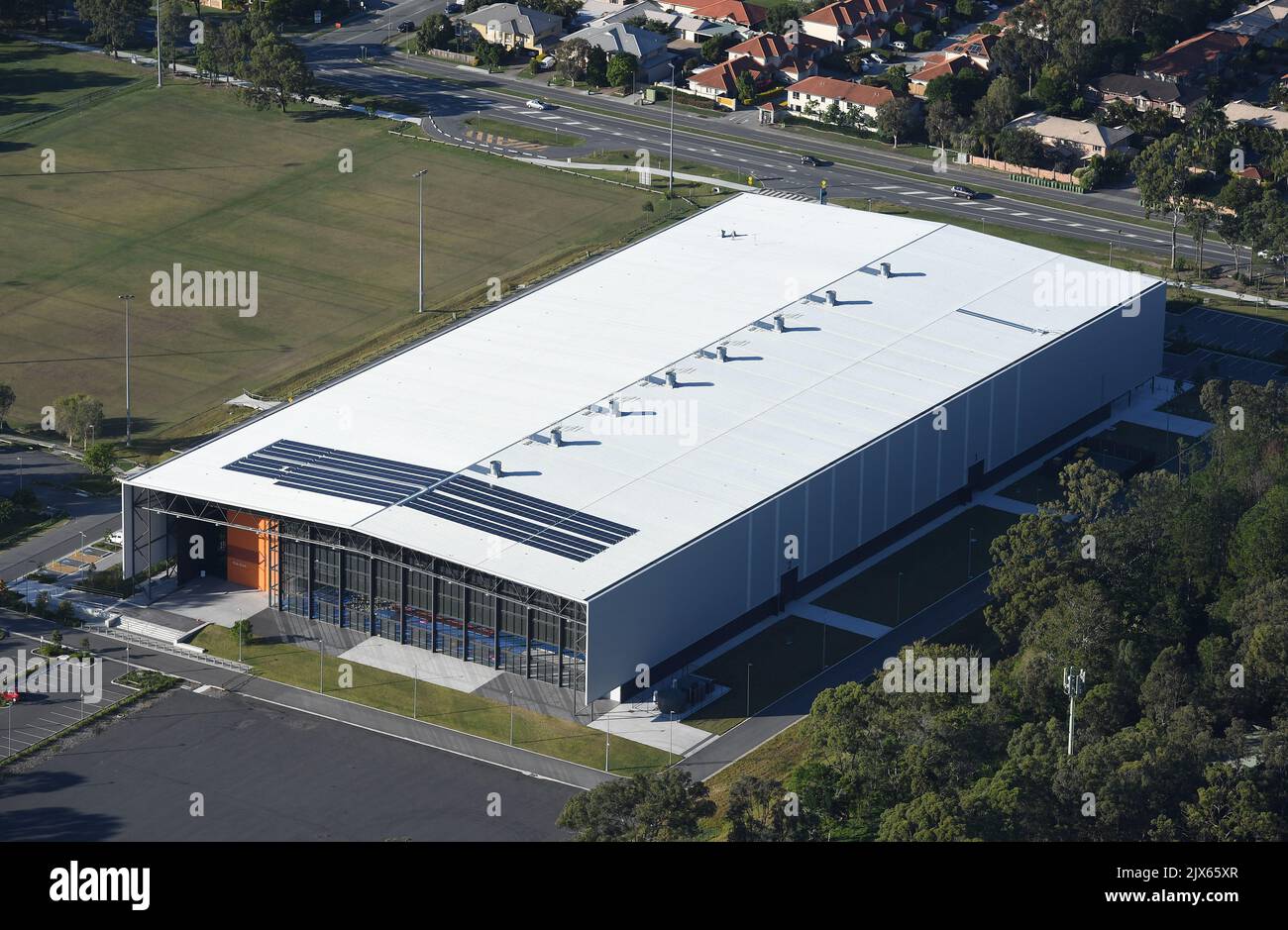 An aerial view of the Coomera Indoor Sports Centre on the Gold Coast ...