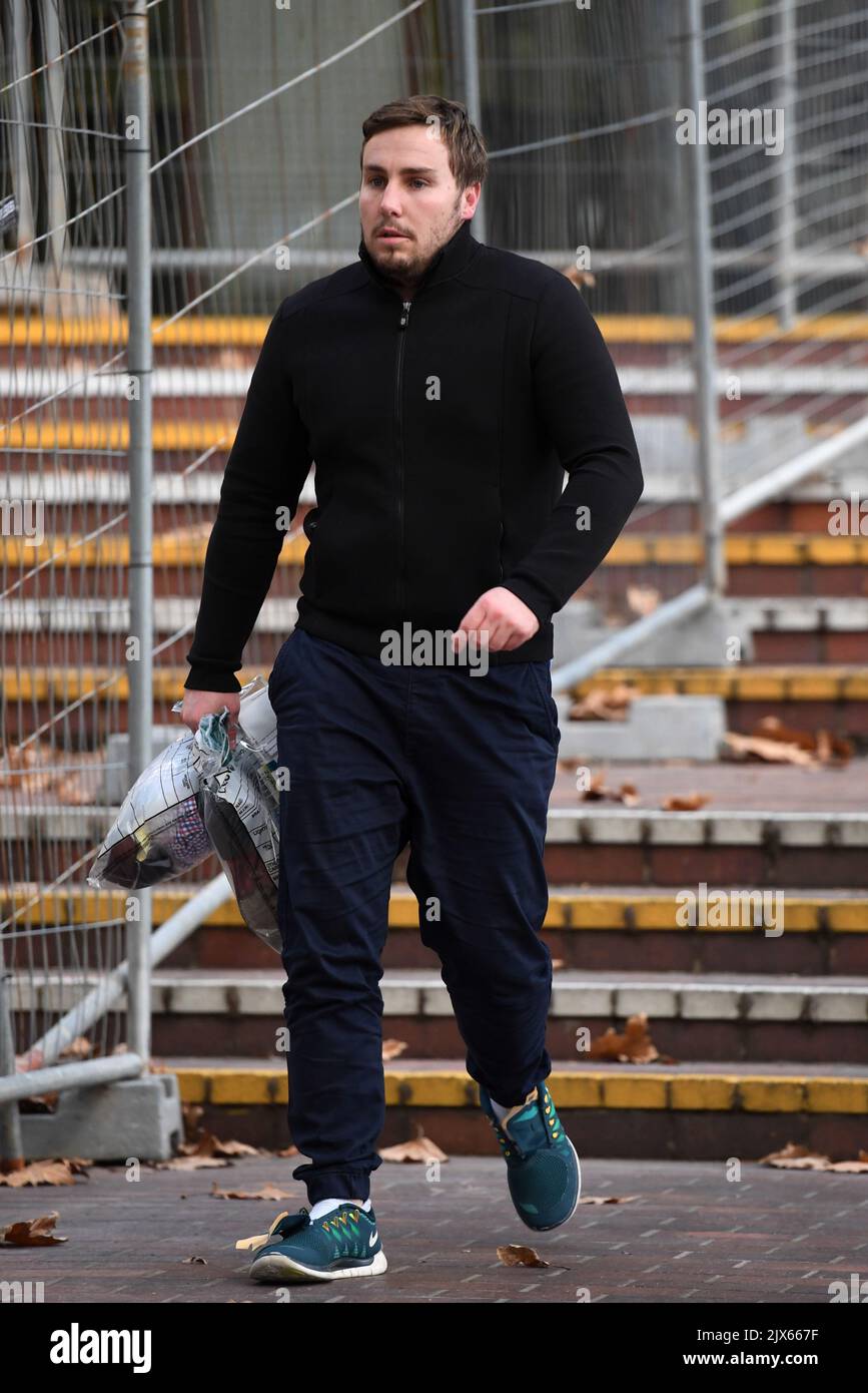 Adam Cranston leaves the Sydney Police Centre in Surry Hills, Sydney ...