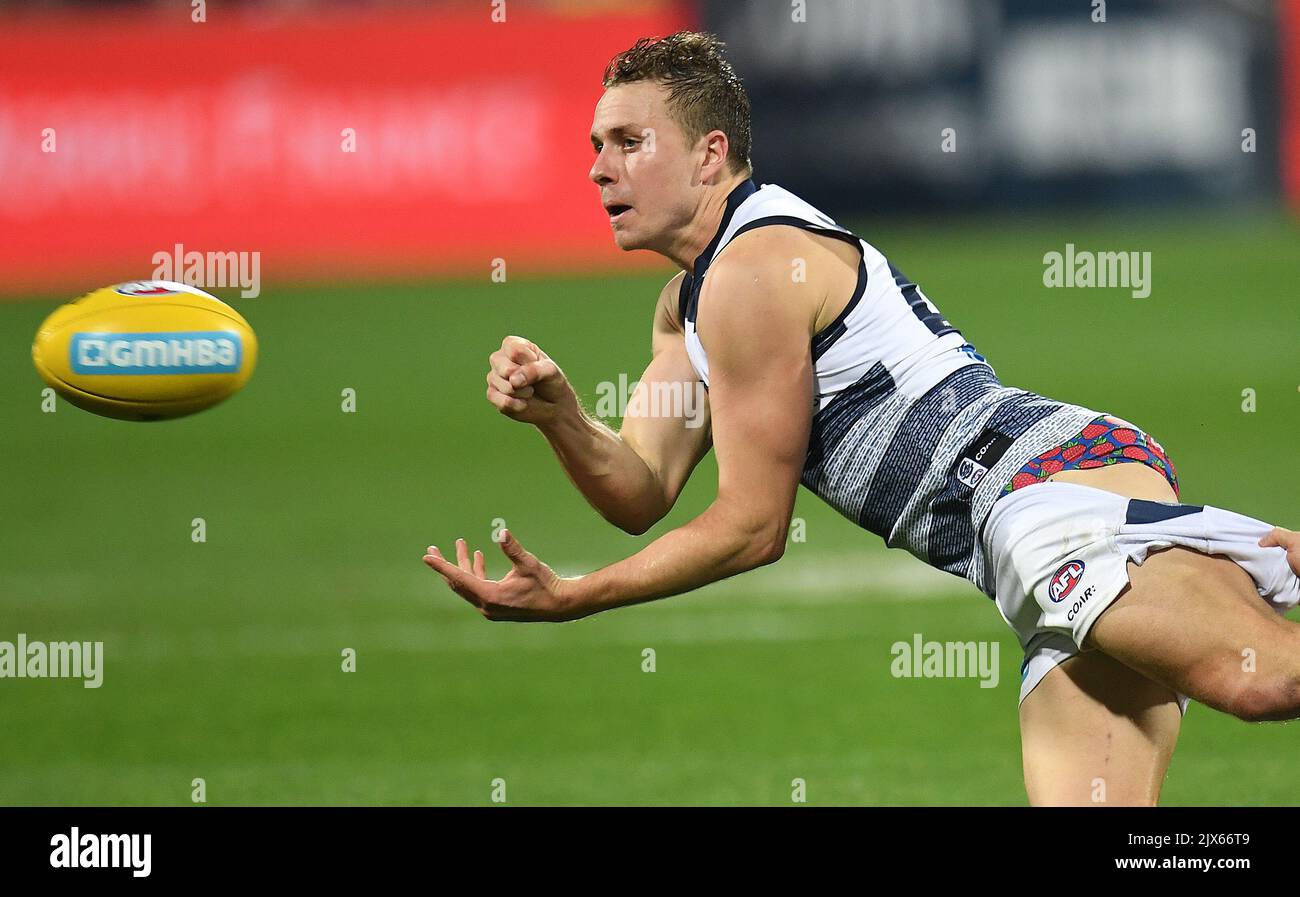 Mitch Duncan of the Cats is seen in action during the Round 9 AFL match ...
