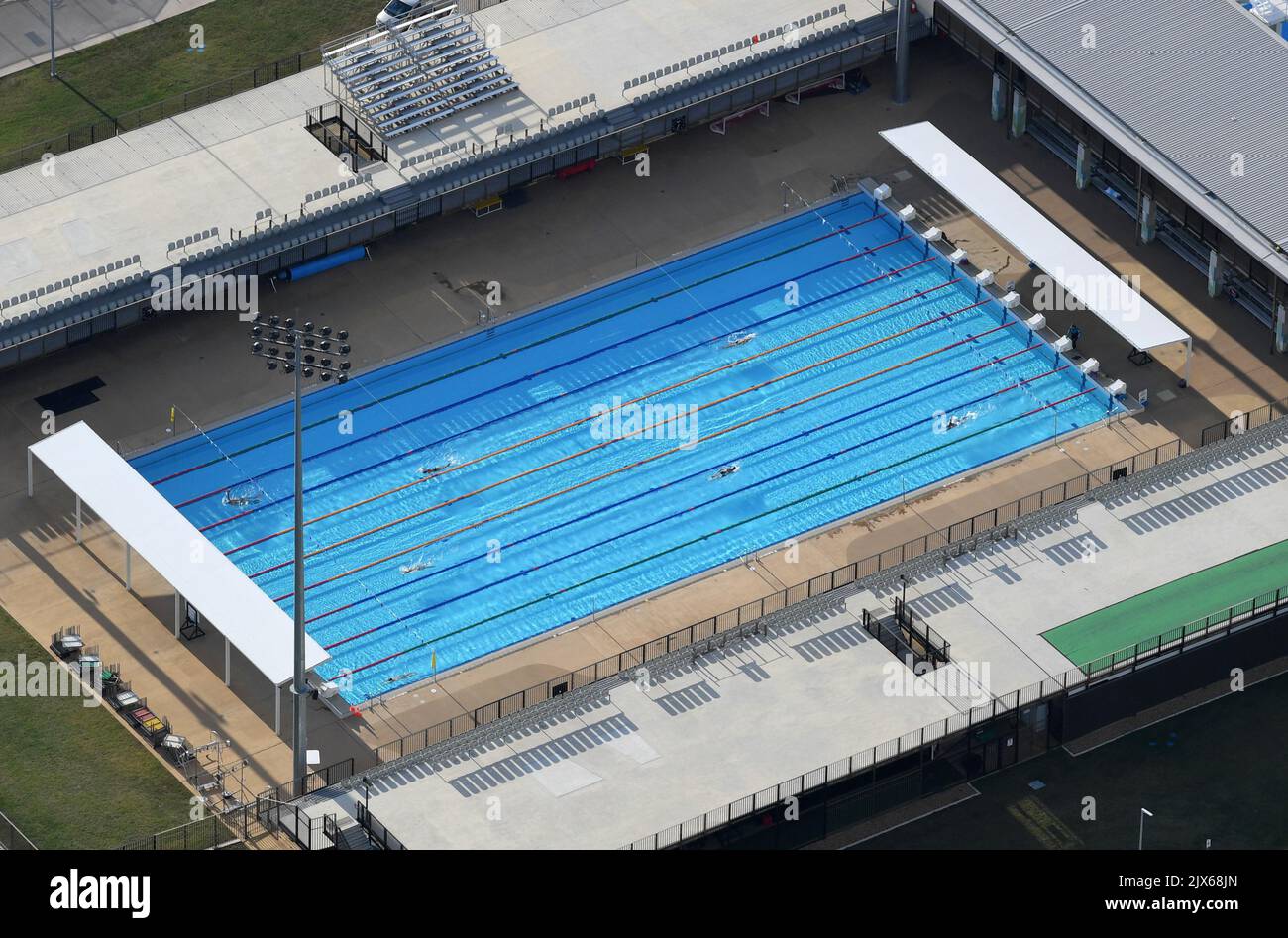 The main competition pool is seen at the Gold Coast Aquatic Centre at ...