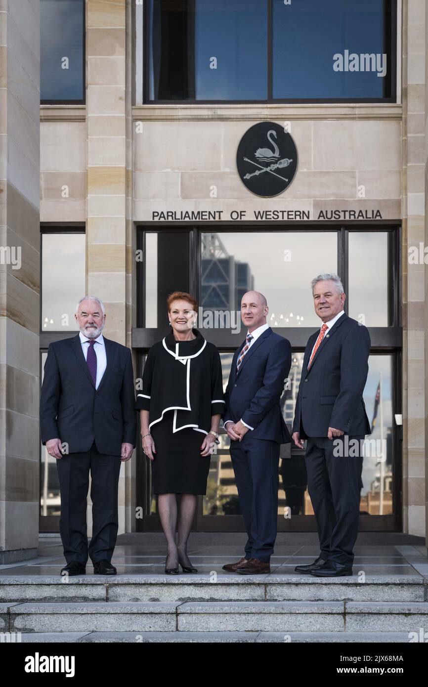 Pauline Hanson poses with (l-r) Robyn Scott, Charles Smith and Colin ...
