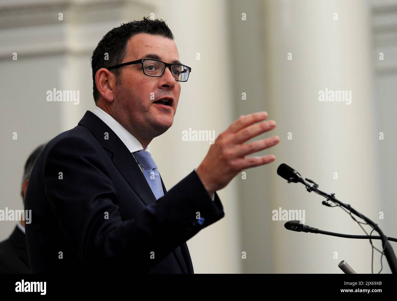 Victorian Premier Daniel Andrews addresses a function at Parliament ...