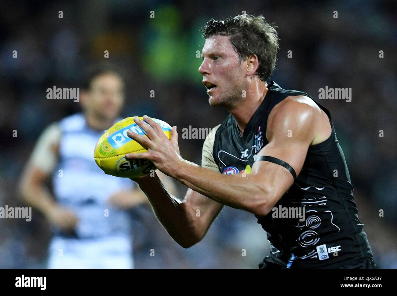 Brad Ebert of the Power catches during the Round 10 AFL match between ...