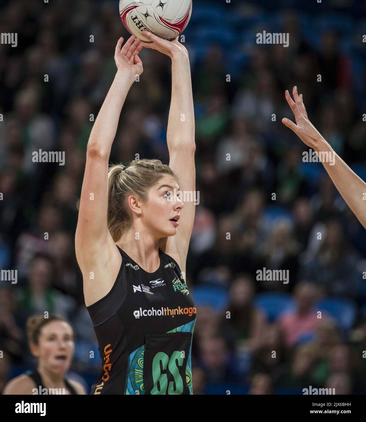 Kaylia Stanton for the Fever during the Round 14 Super Netball match ...