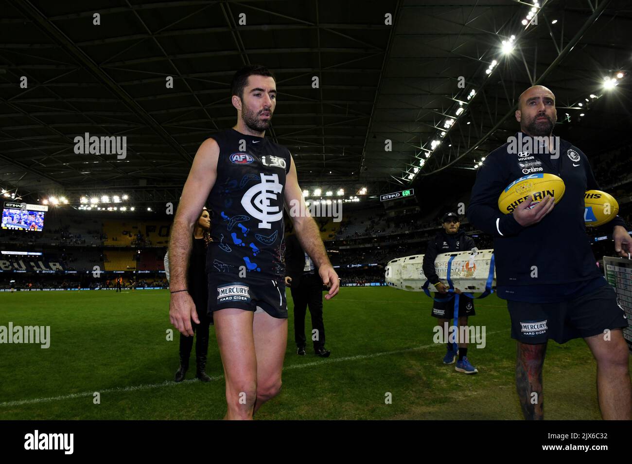 Kade Simpson of Carlton reacts after losing the Round 10 AFL match ...