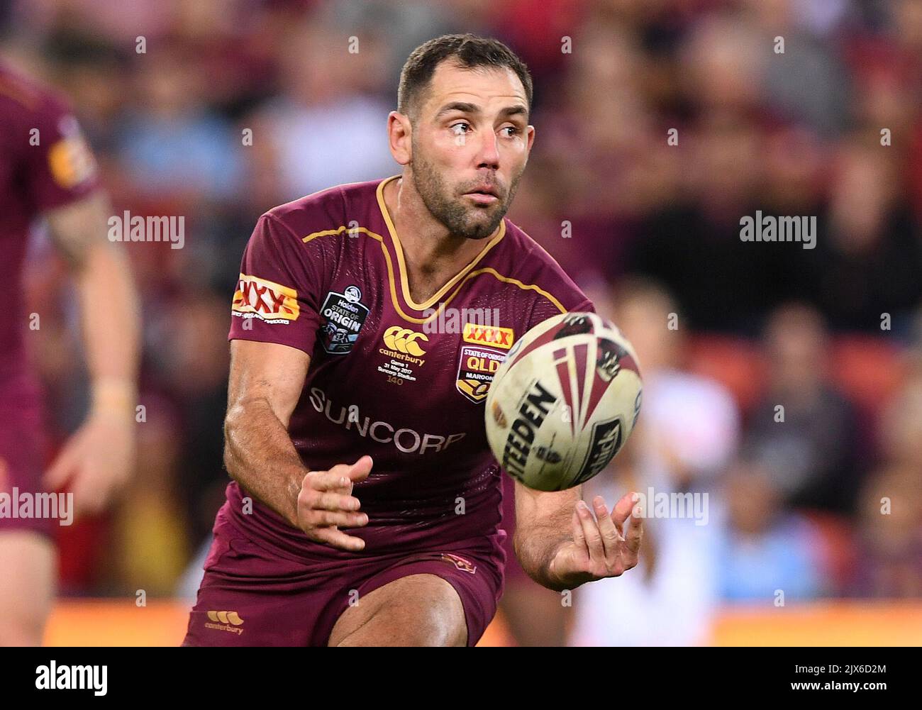 Cameron Smith of the Queensland Maroons during Game 1 of the State of ...