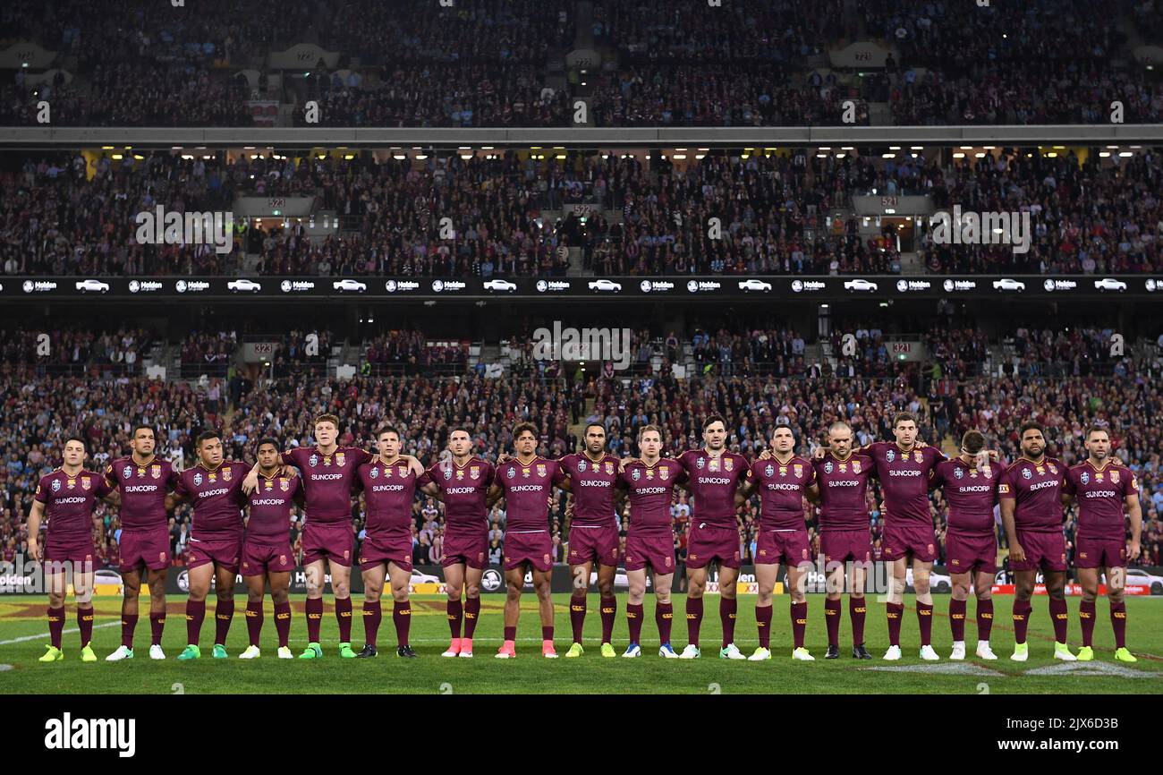 The Queensland team look on prior to Game 1 of the State of Origin ...