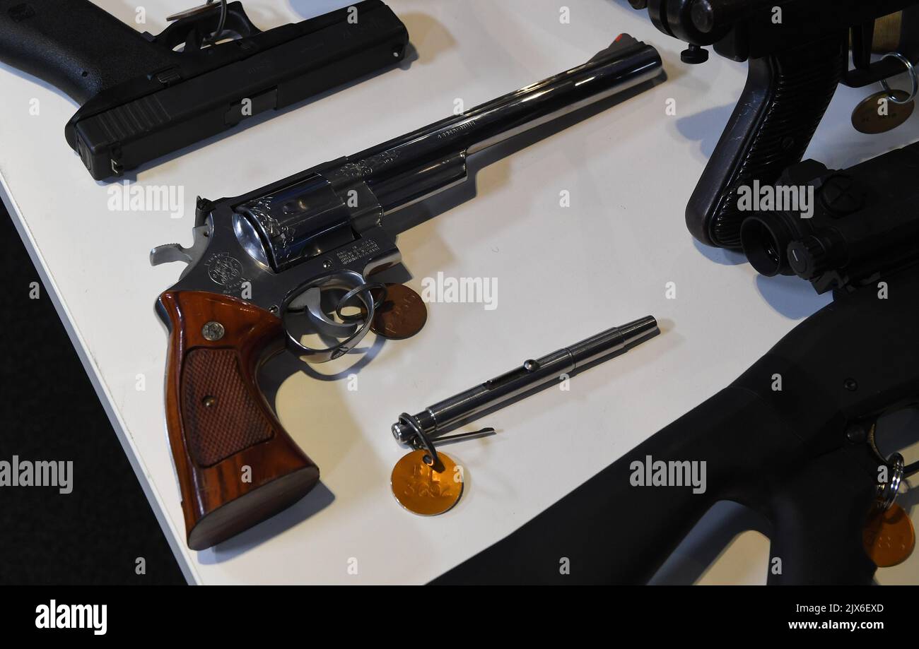 A Magnun 44 is displayed at Victorian Police Headquarters in Melbourne ...