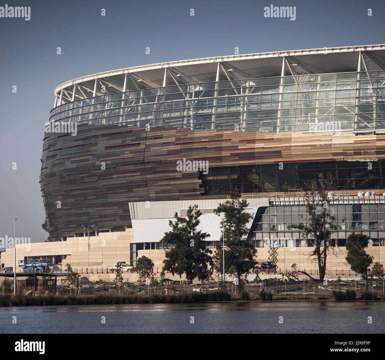 The nearly-complete Perth Stadium is seen from East Perth, Wednesday ...