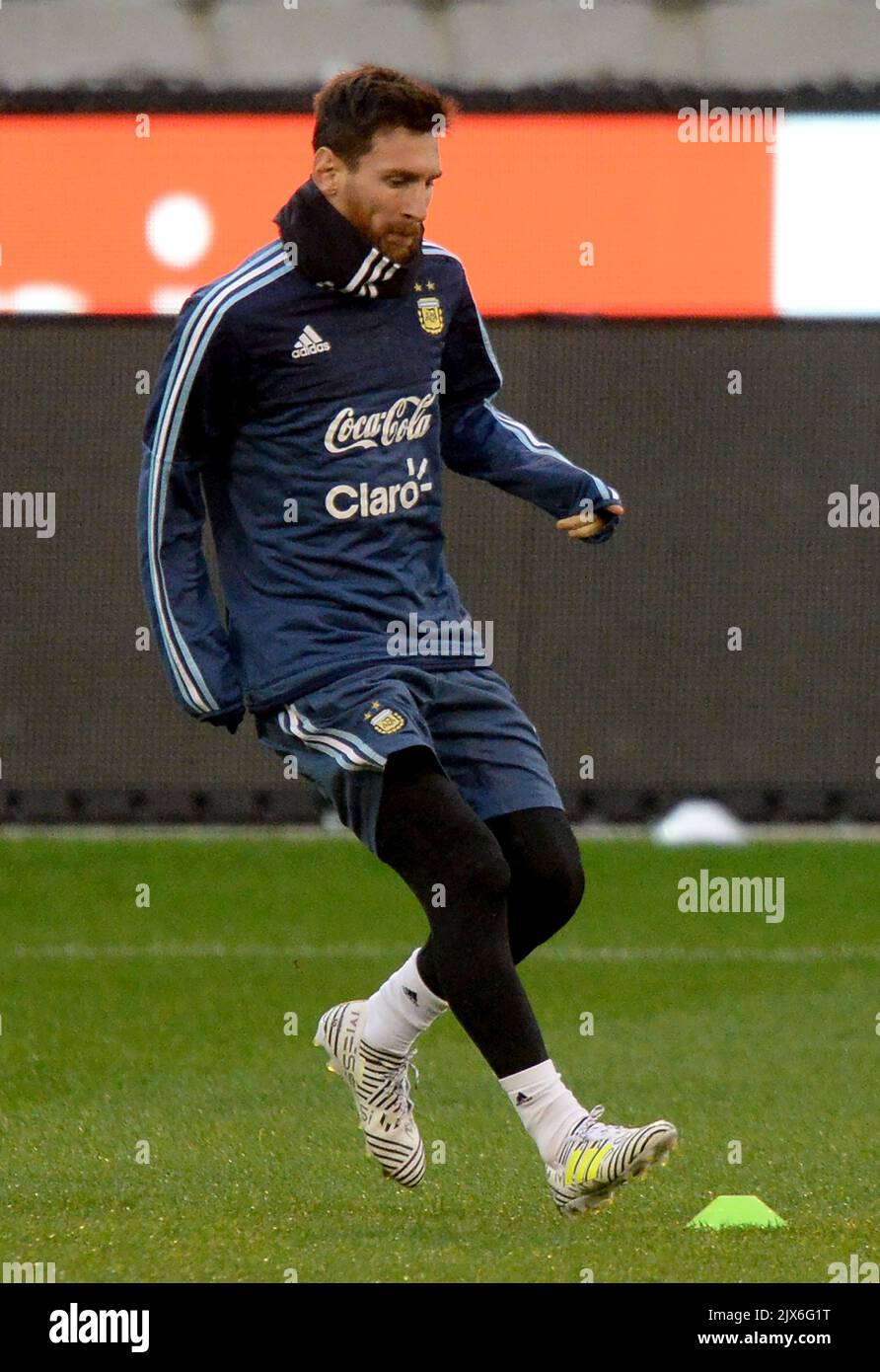 Lionel Messi training as Argentina complete their final preparations ...