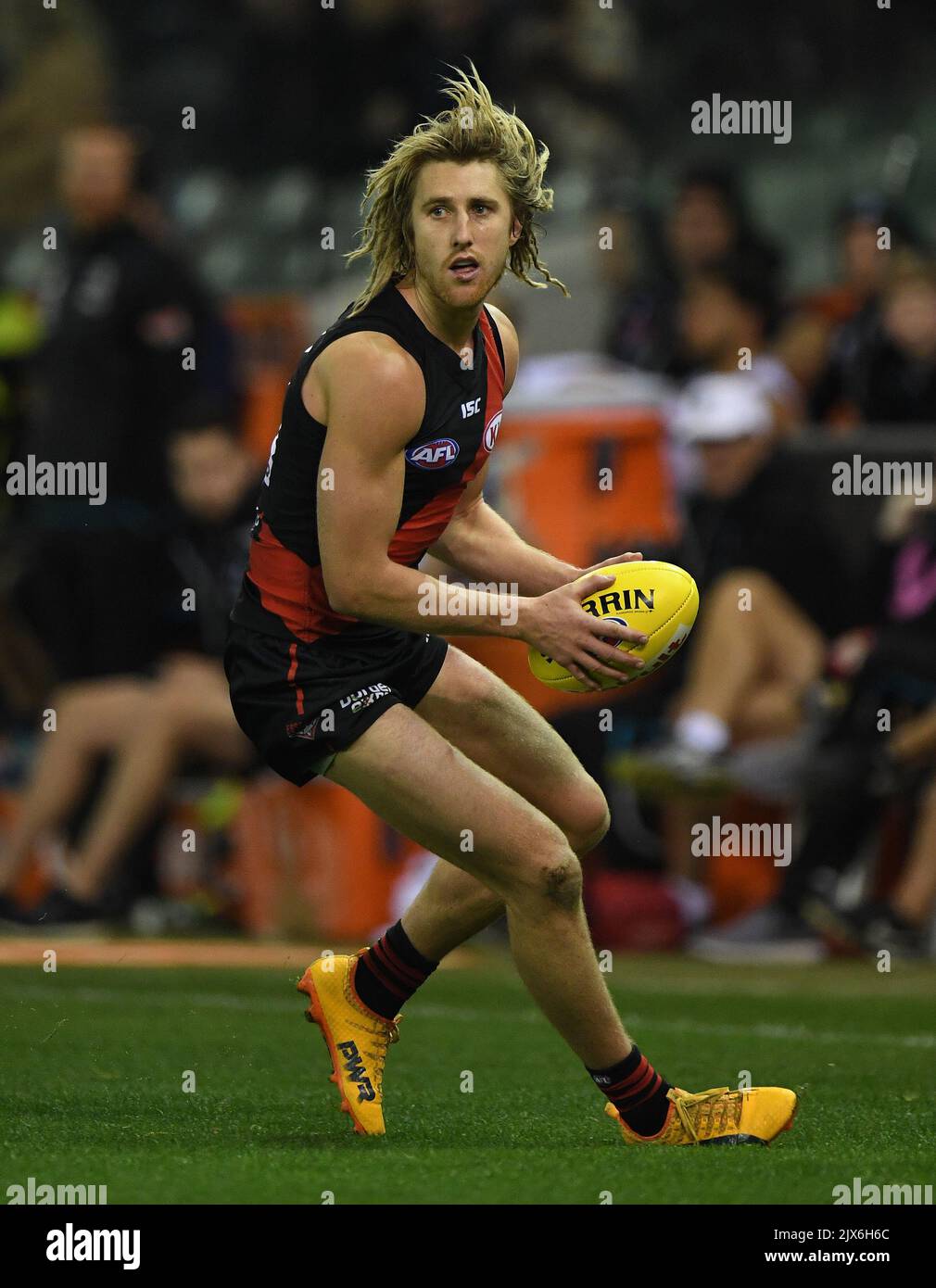 Dyson Heppell of the Bombers is seen in action during the Round 12 AFL ...
