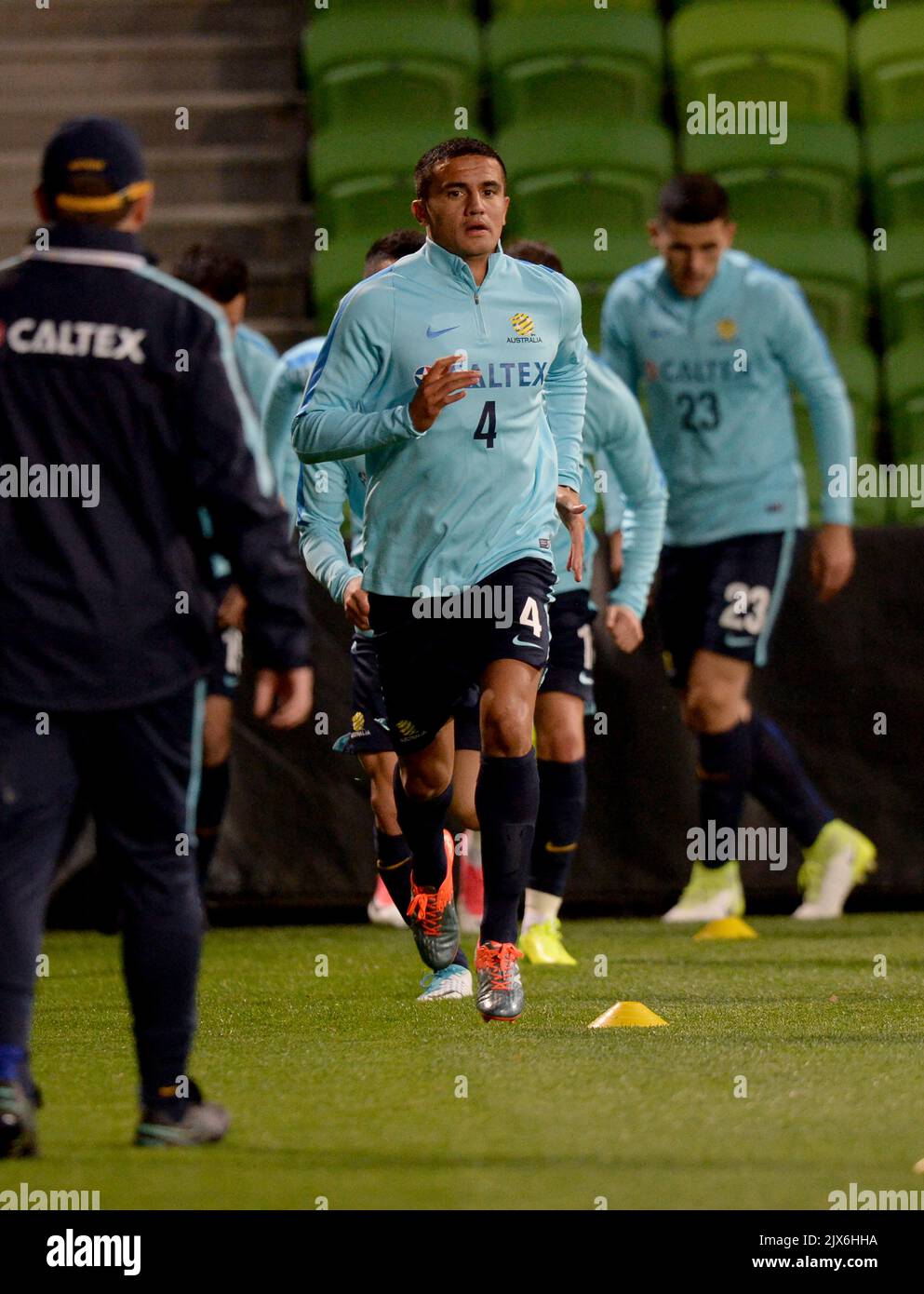 Tim Cahill during the Socceroos training session at AAMI in Melbourne ...