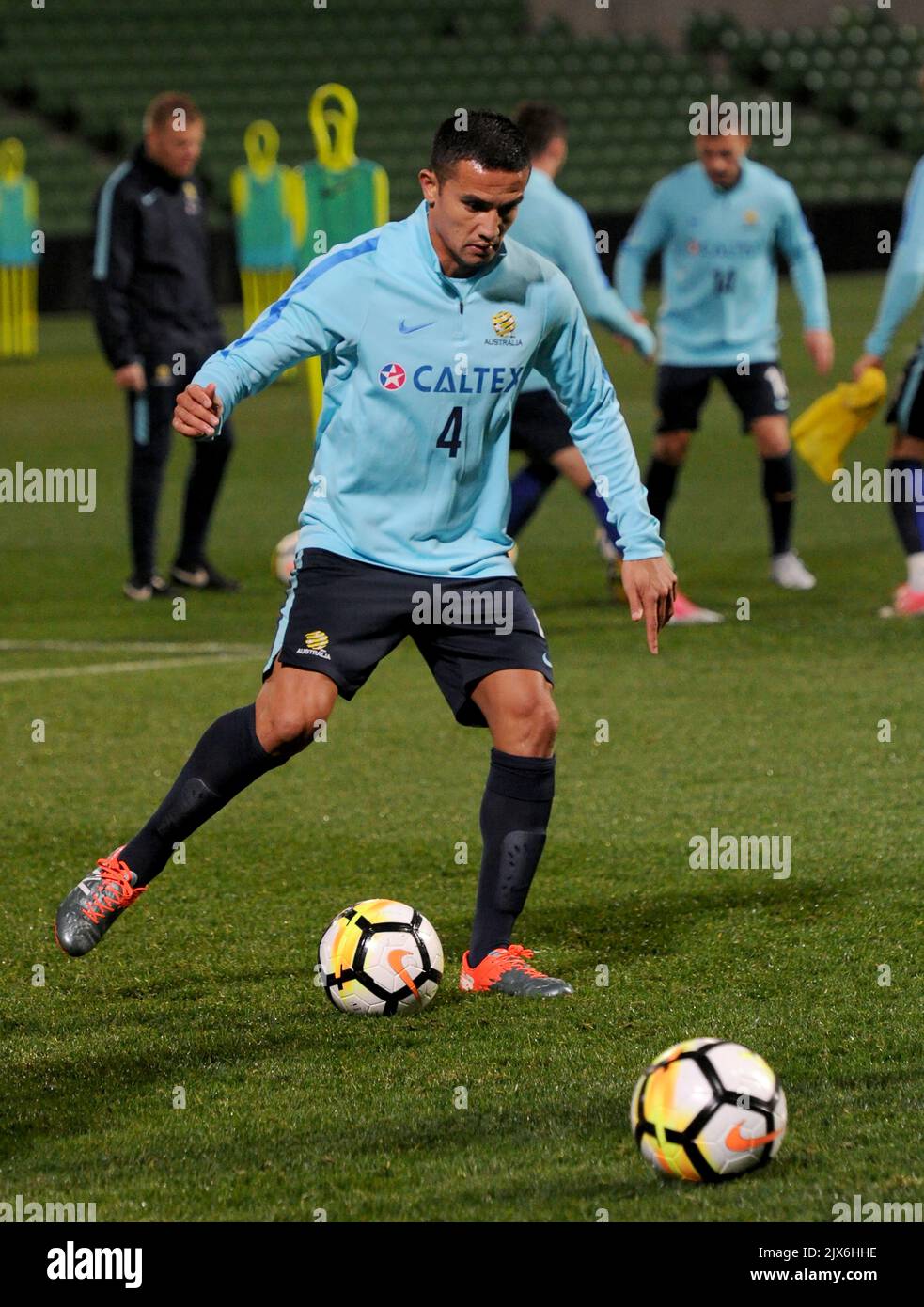 Tim Cahill during the Socceroos training session at AAMI in Melbourne ...