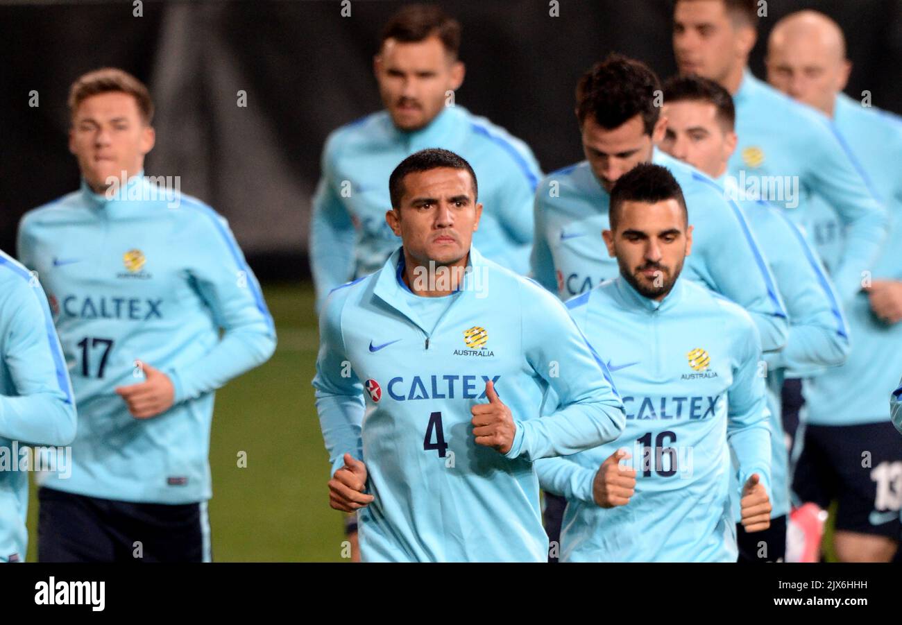 Tim Cahill during the Socceroos training session at AAMI in Melbourne ...