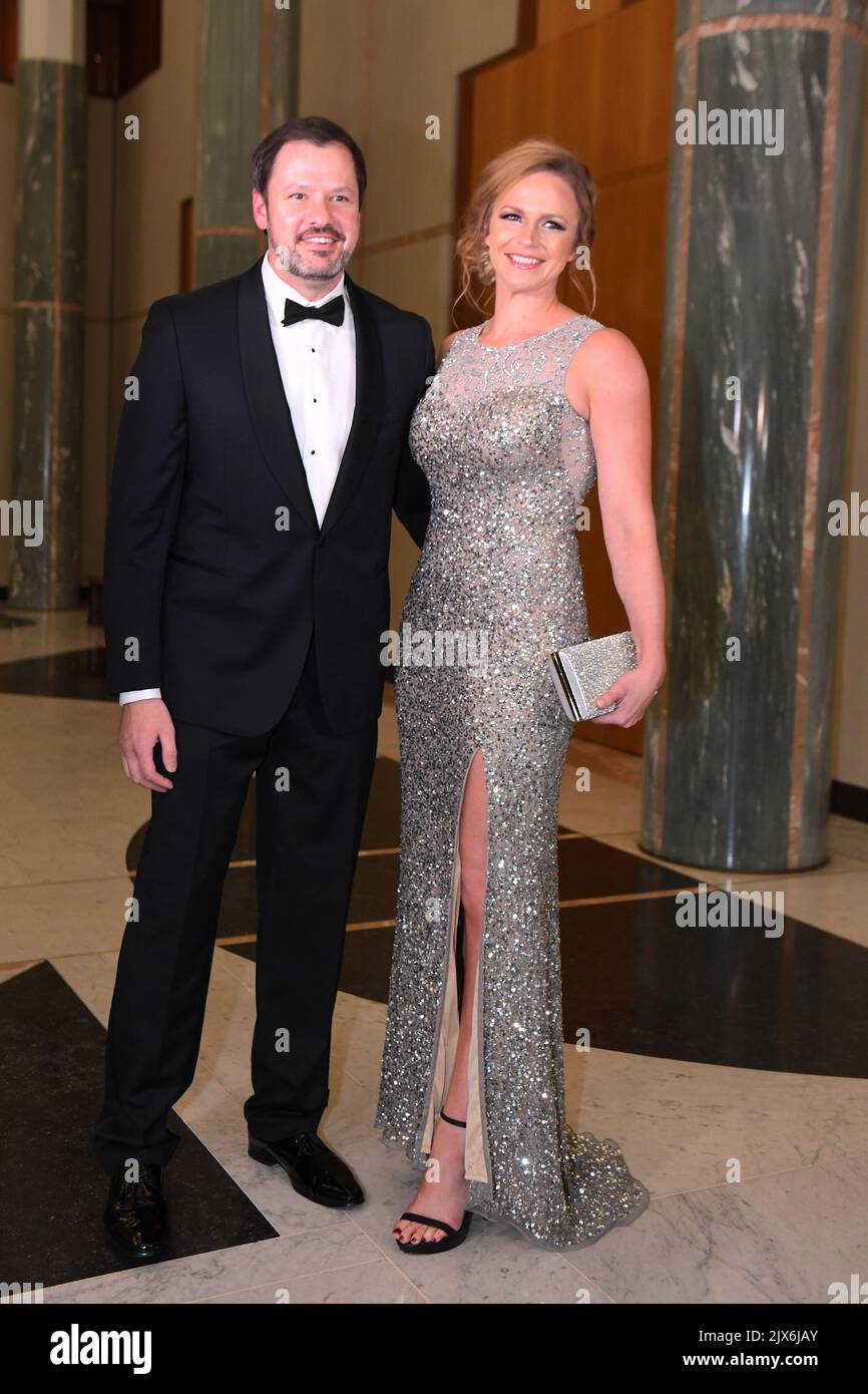 Labor MP Ed Husic and Amanda Rose arrive for the annual Mid Winter Ball ...