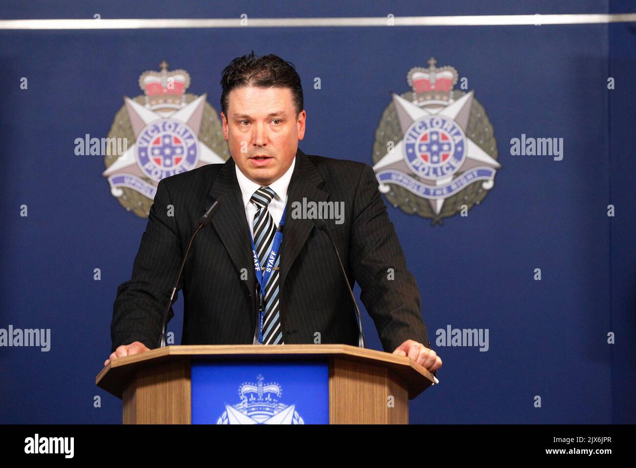 Inspector Tim Day speaks during a police police press conference in ...