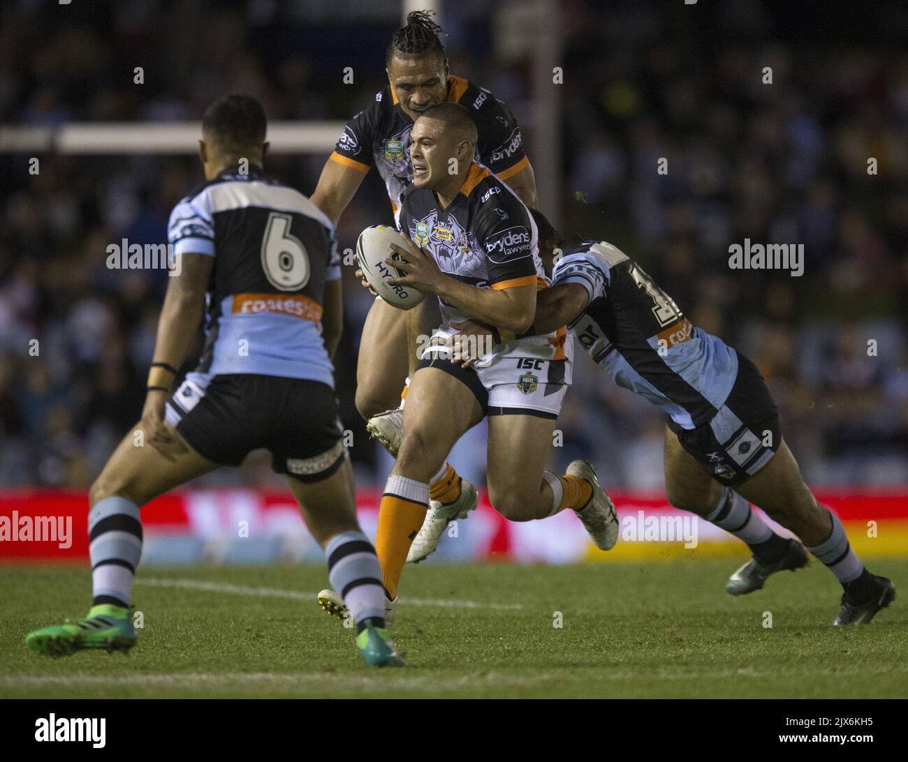 Tuimoala Lolohea of the Tigers in action during the Round 15 NRL match ...