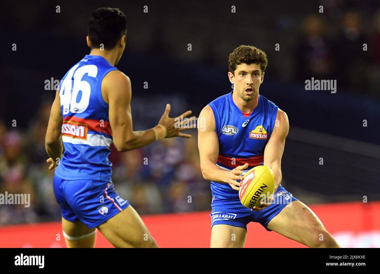 Tom Liberatore of the Bulldogs is seen in action during the Round 13 ...