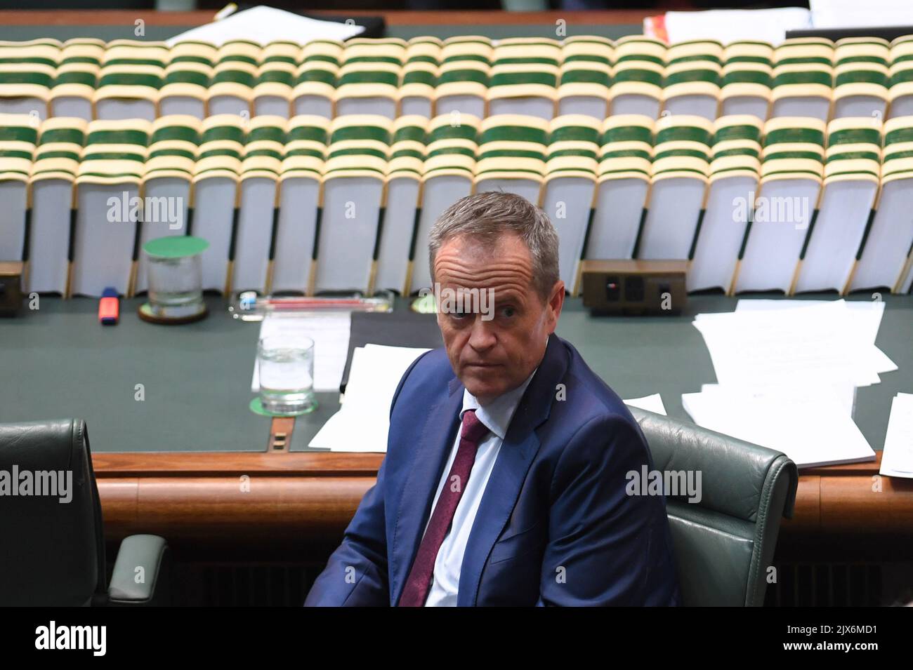 Australian Opposition Leader Bill Shorten reacts during House of ...