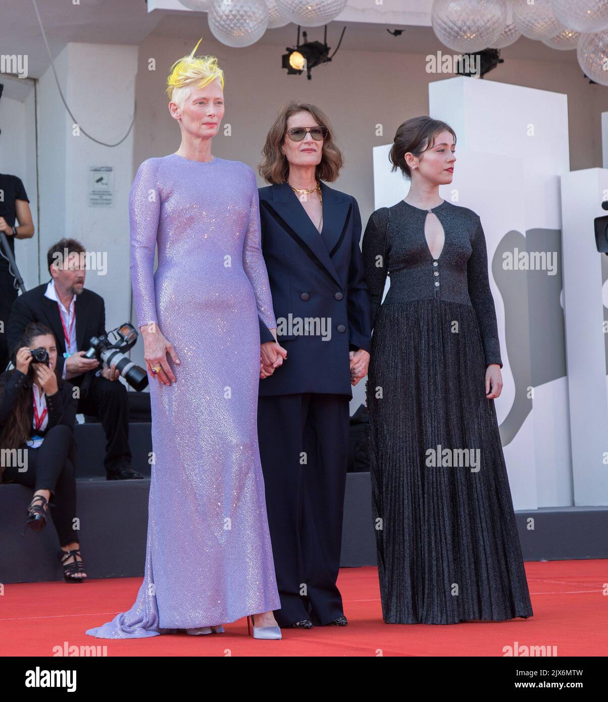 Venice, Italy. 06th Sep, 2022. VENICE, ITALY. September 6, 2022: Tilda Swinton, Joanna Hogg ...
