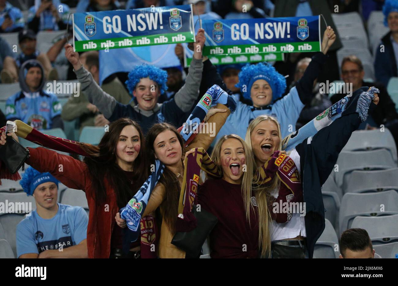 Blues and Maroons fans before the State of Origin Game II between the ...