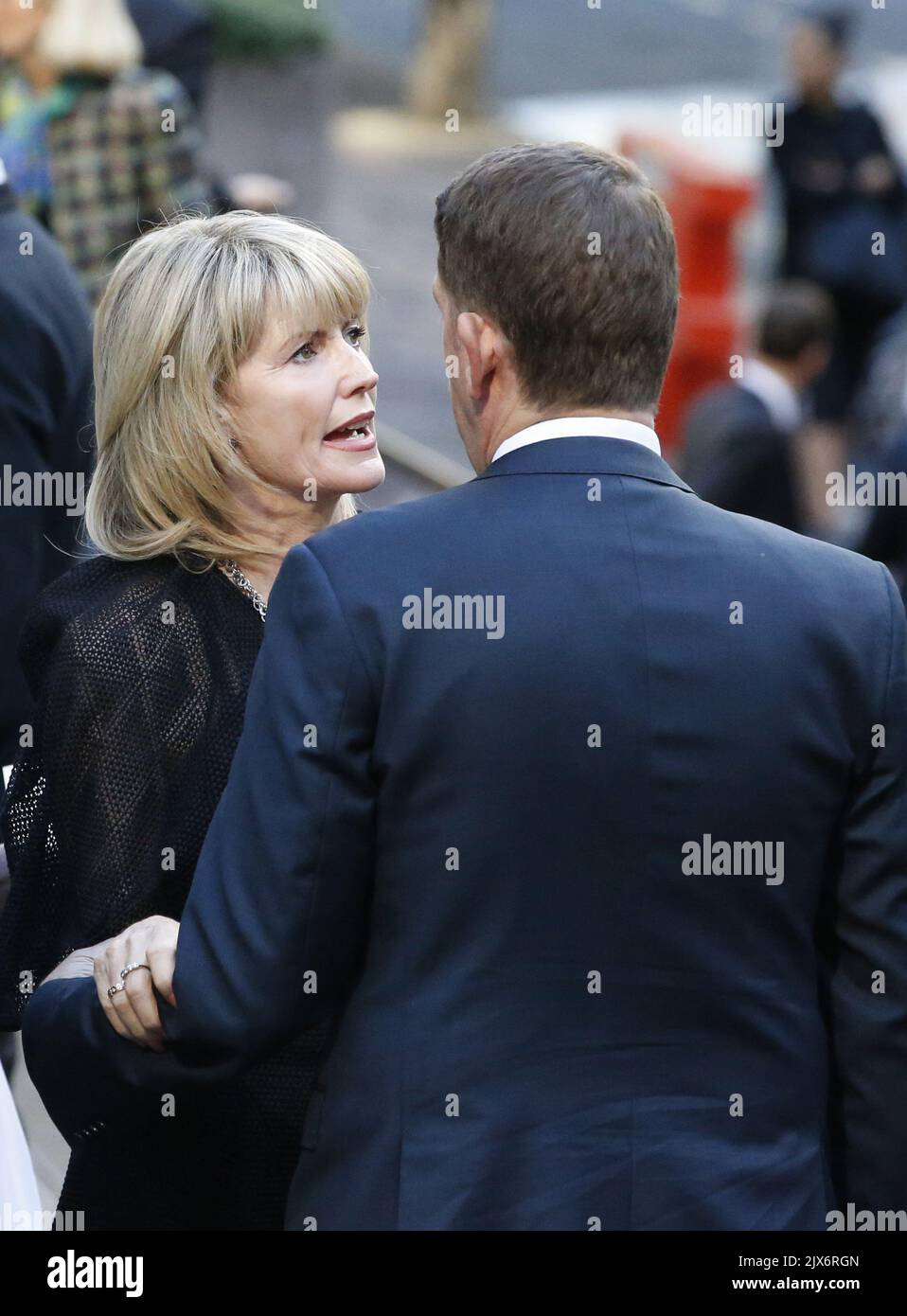 Karen Sciacca, wife of Con Sciacca is greeted by people who attended ...
