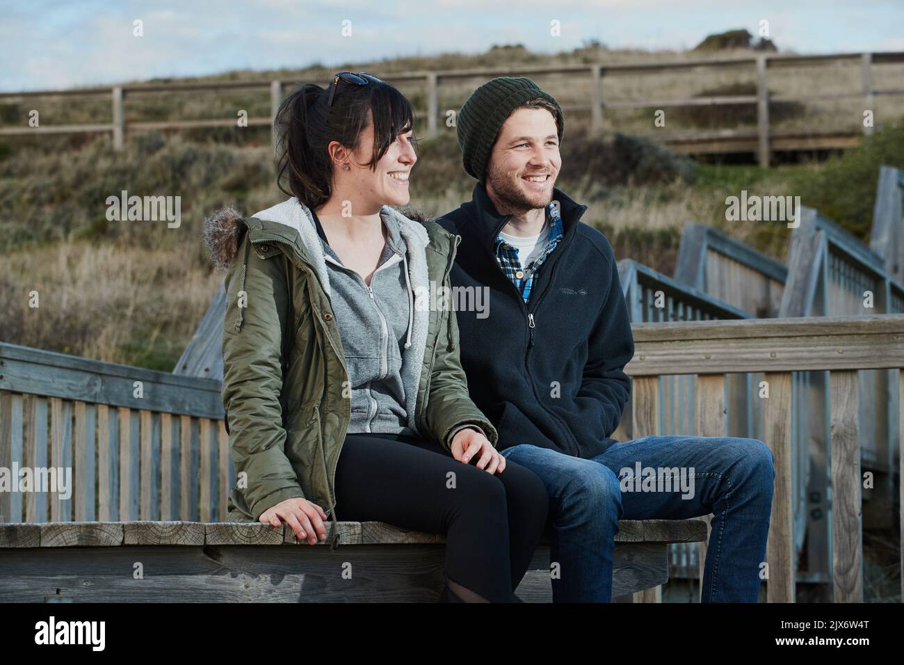 Jess Shea and Tyrone Carruthers pose for a photograph along the walking ...