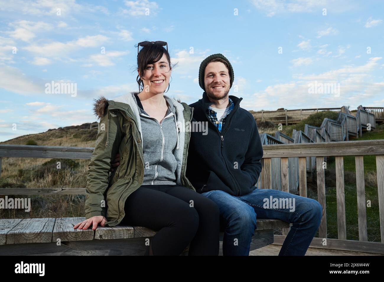 Jess Shea and Tyrone Carruthers pose for a photograph along the walking ...