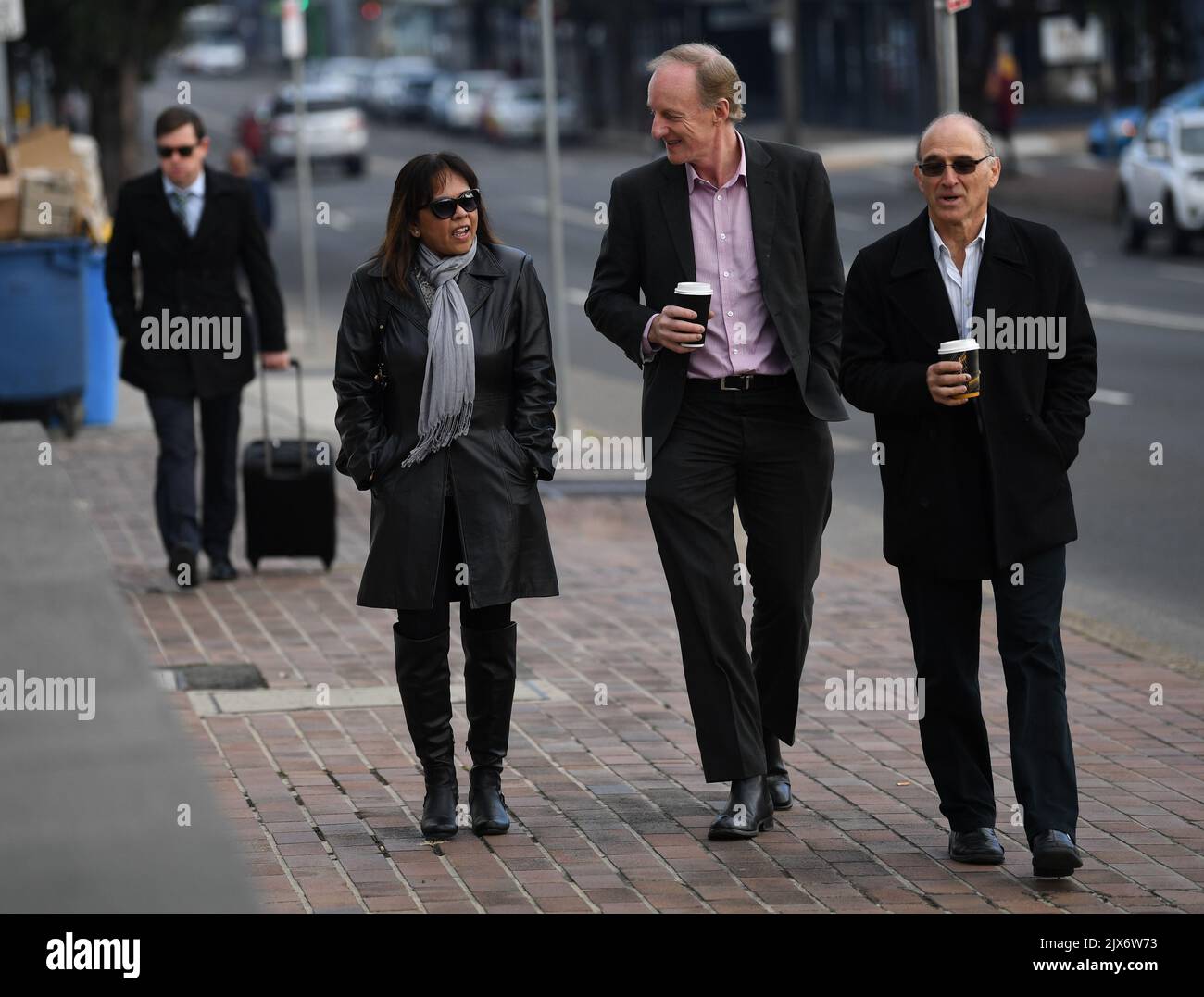 Linda Ellis (2nd left), the fiancee of Steve Jarvie, arrives to attend ...
