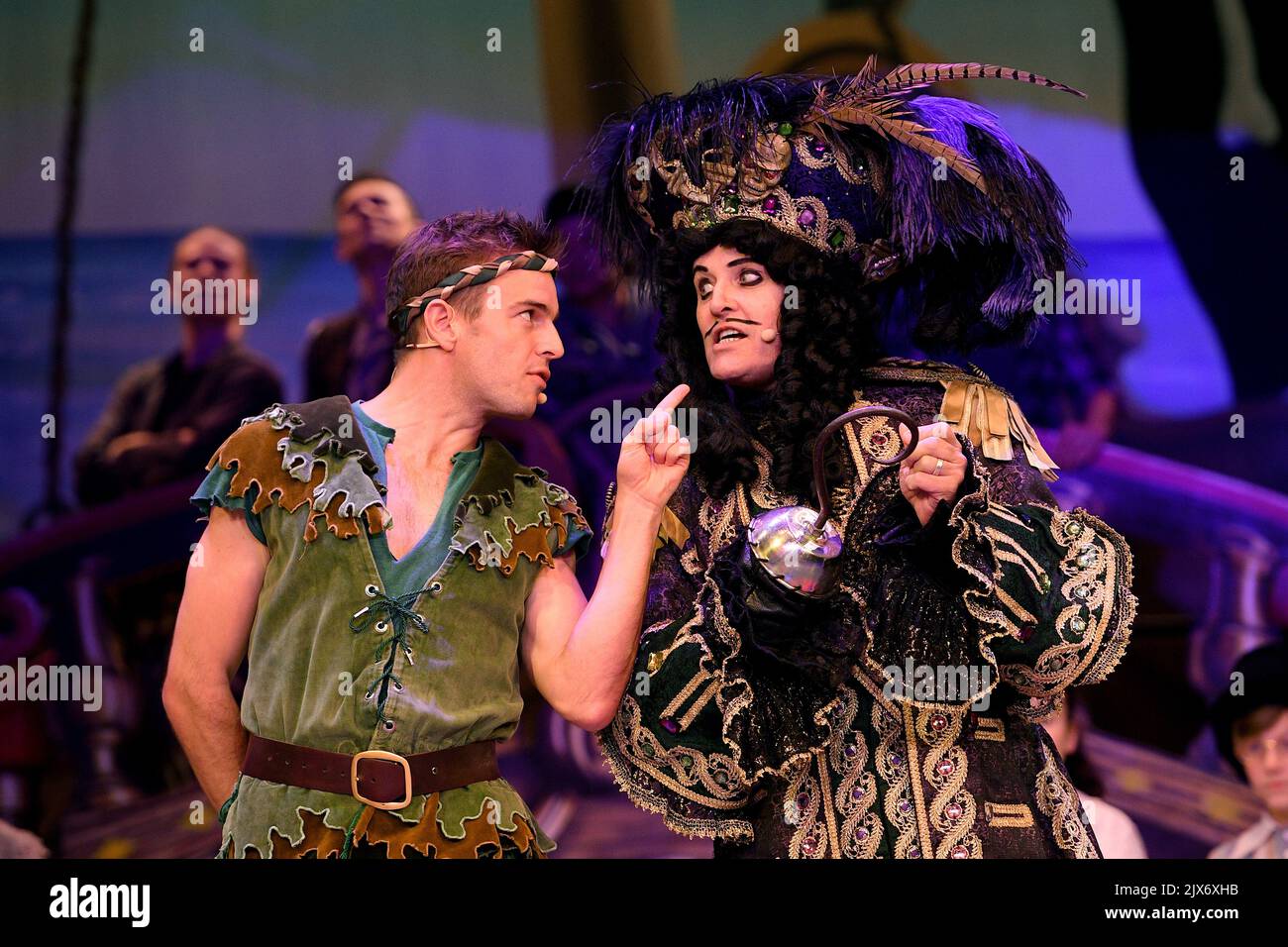 Tim Maddren as Peter Pan and Todd McKenney as Captain Hook are seen ...