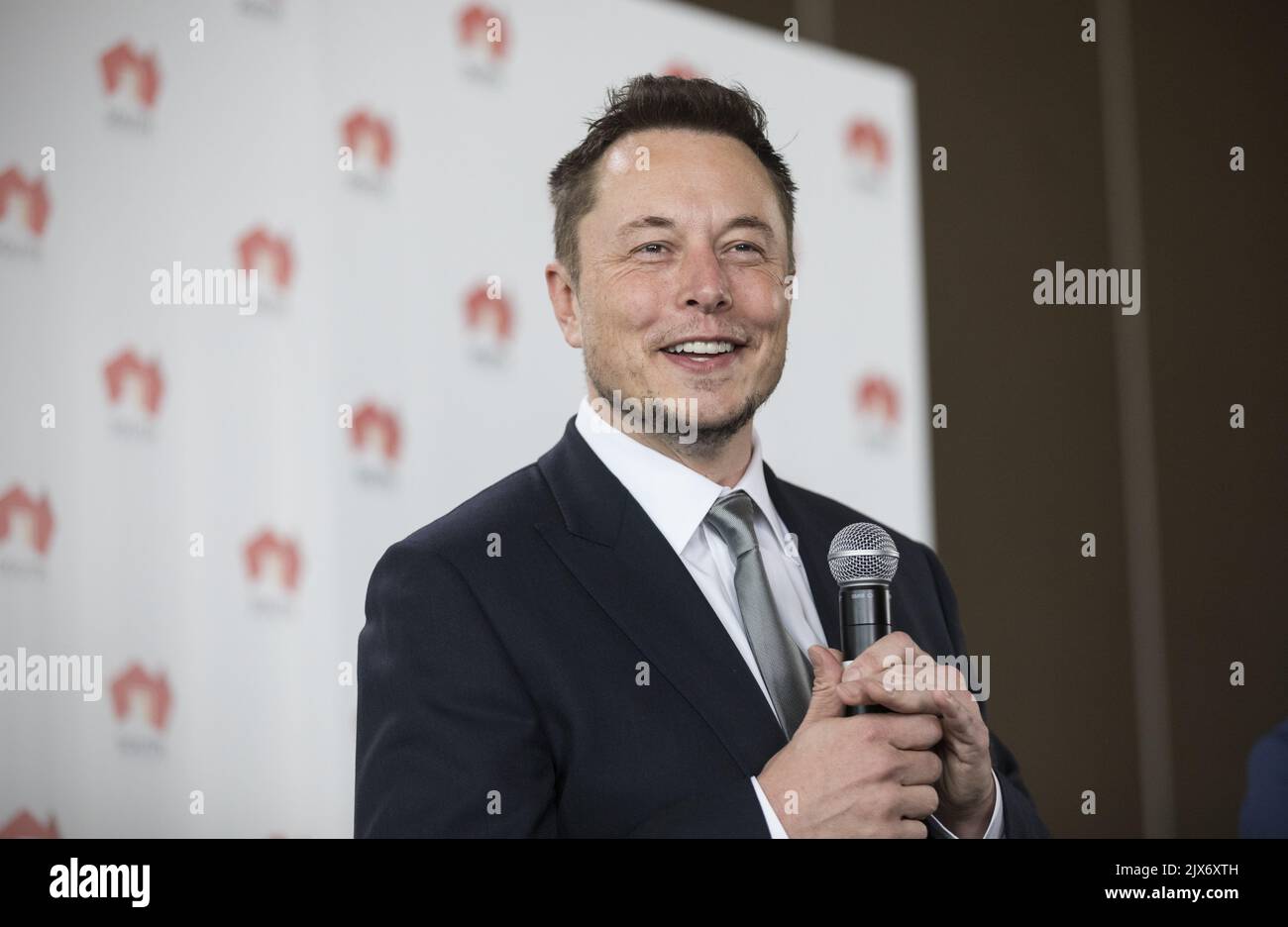 Tesla CEO Elon Musk during a press conference at Adelaide Oval ...