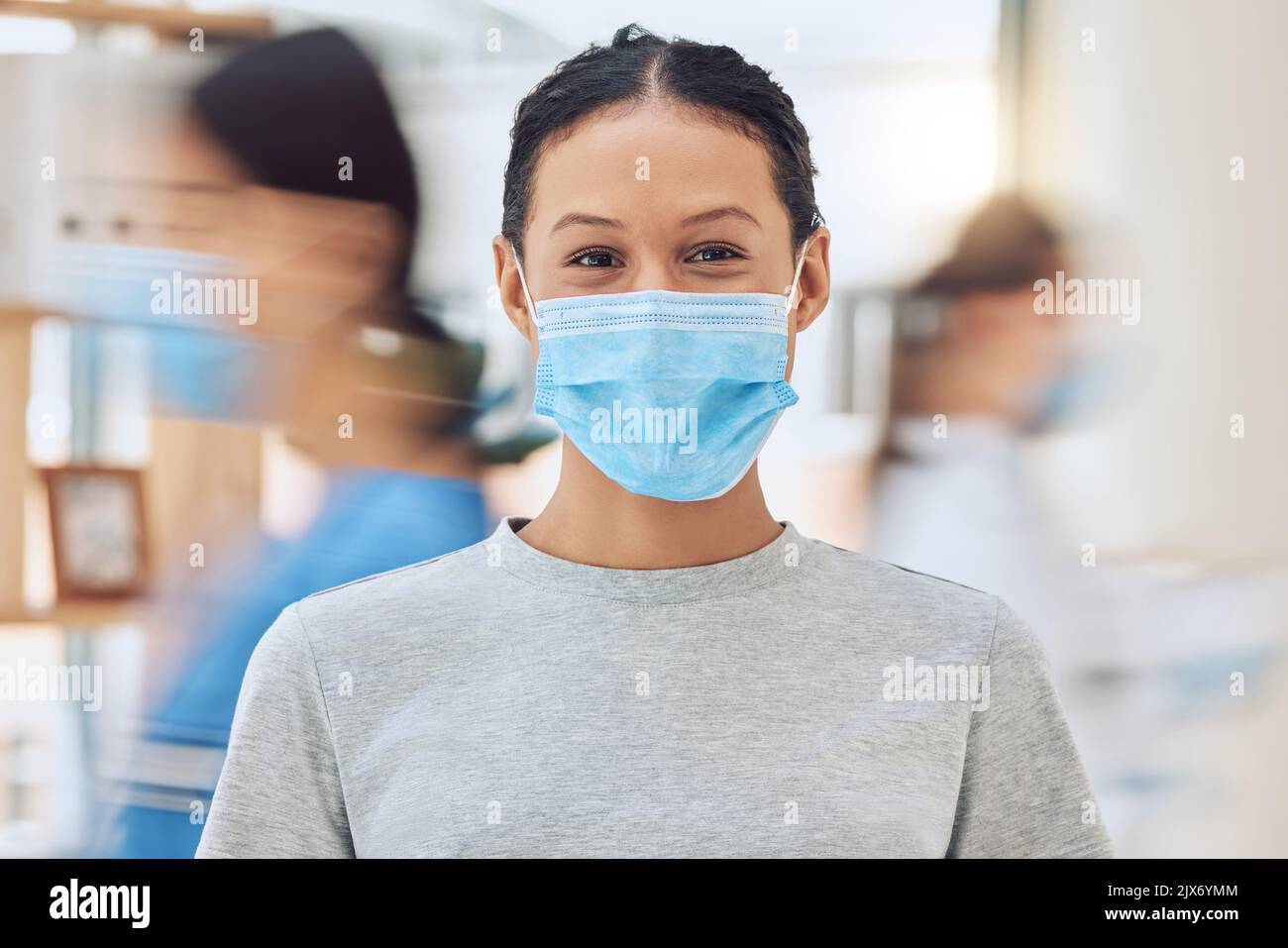 Covid, mask and woman from Mexico with face safety, protection and ...
