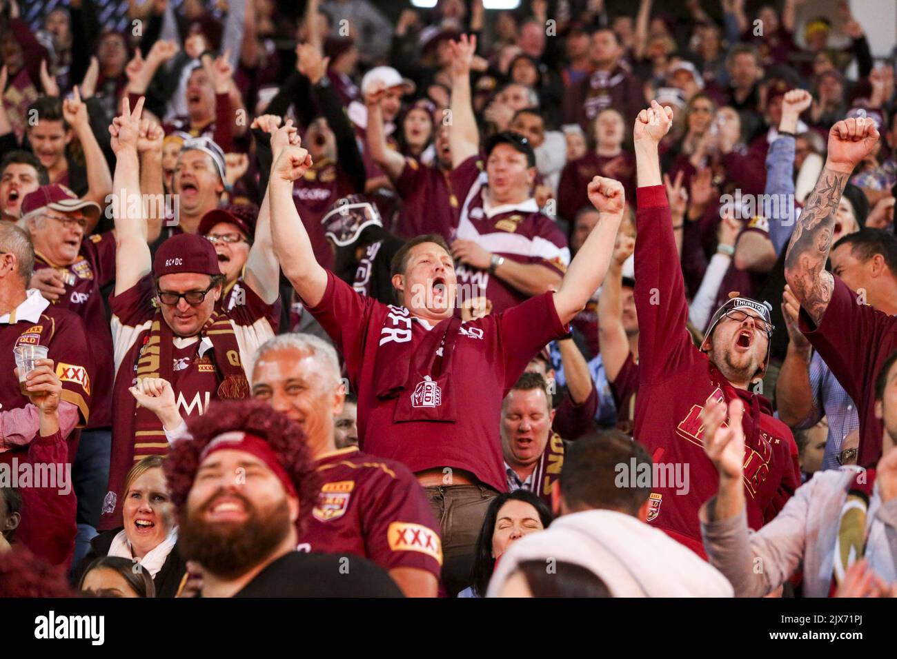 Maroons fans cheer during State of Origin Game 3 between the Queensland ...