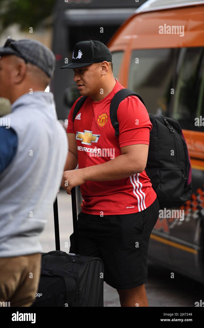 Queensland Maroons player Josh Papalii leaves the team's hotel with his ...