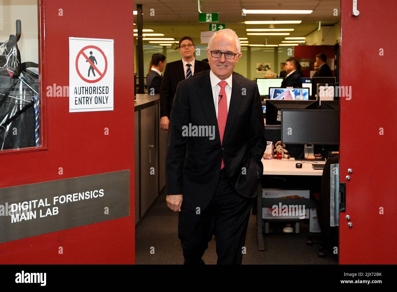 Australian Prime Minister Malcolm Turnbull arrives to tour the digital ...