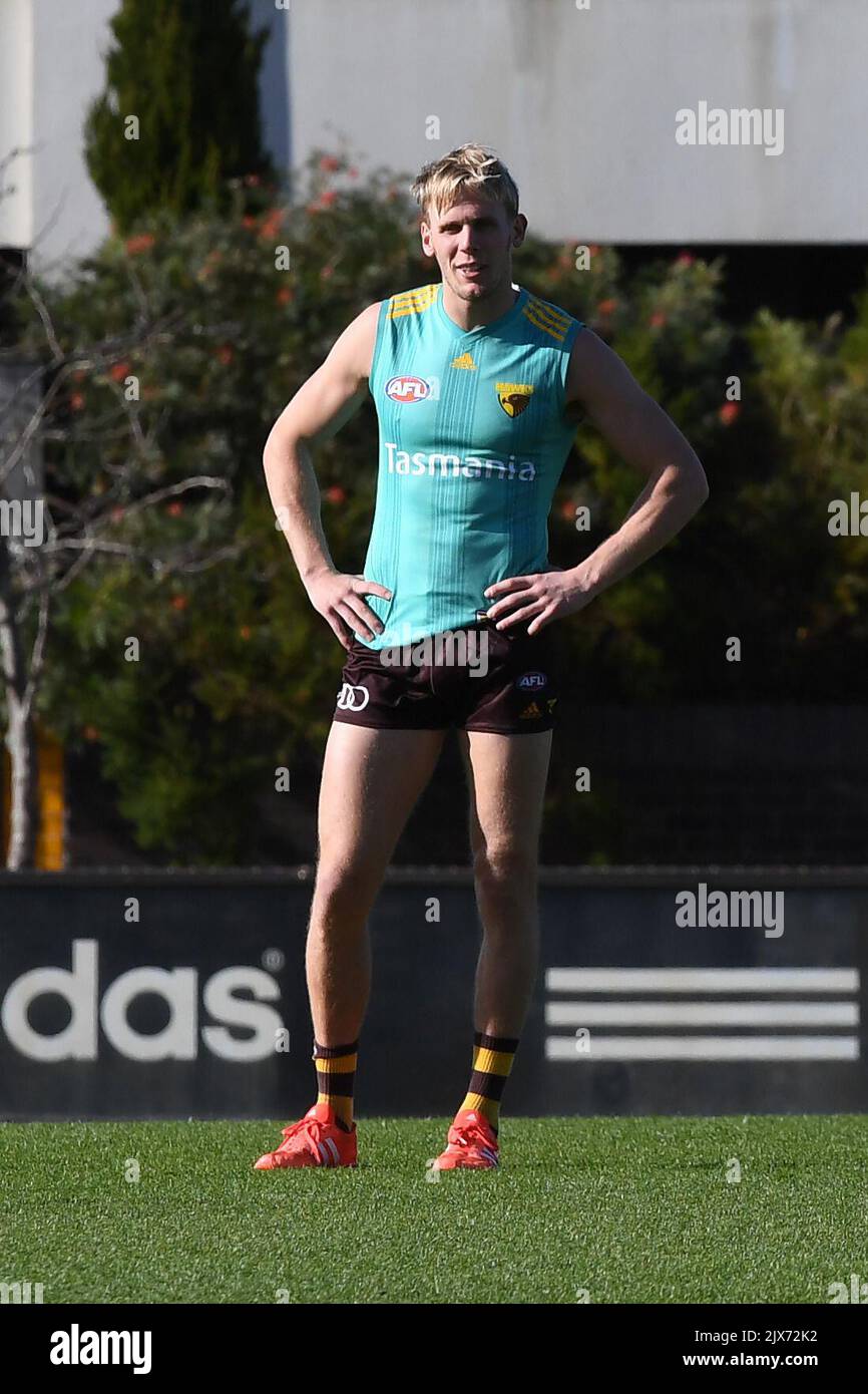 Will Langford stands during the hawks training session held at the ...