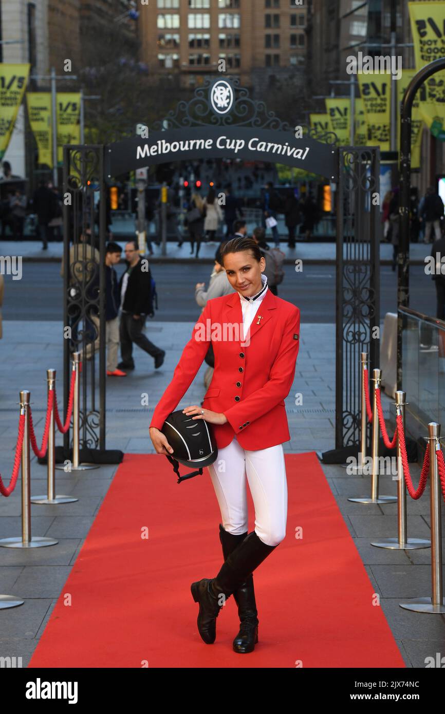 Model Rachael Finch poses for photographers in Martin Place, Sydney ...