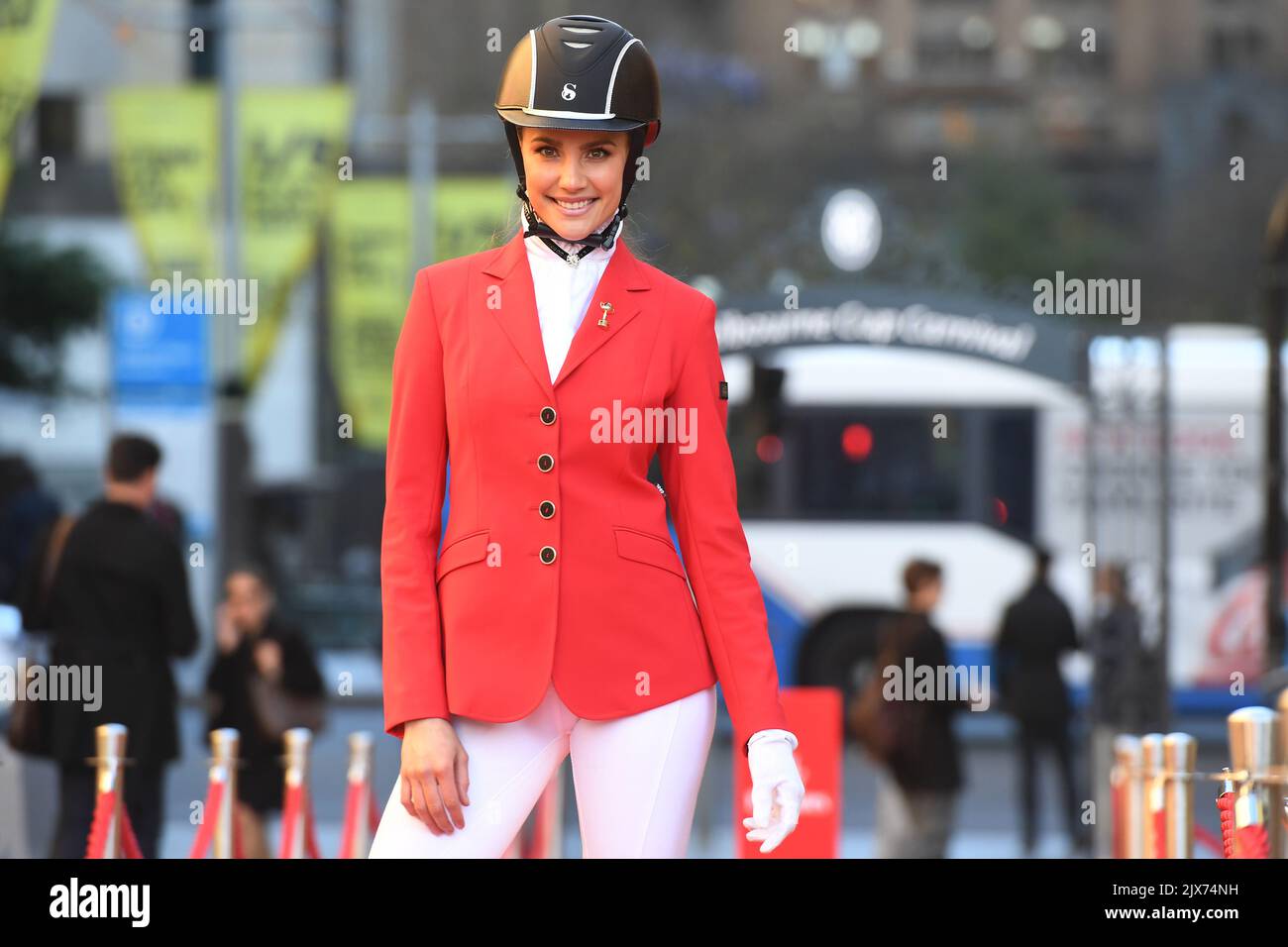 Model Rachael Finch poses for photographers in Martin Place, Sydney ...
