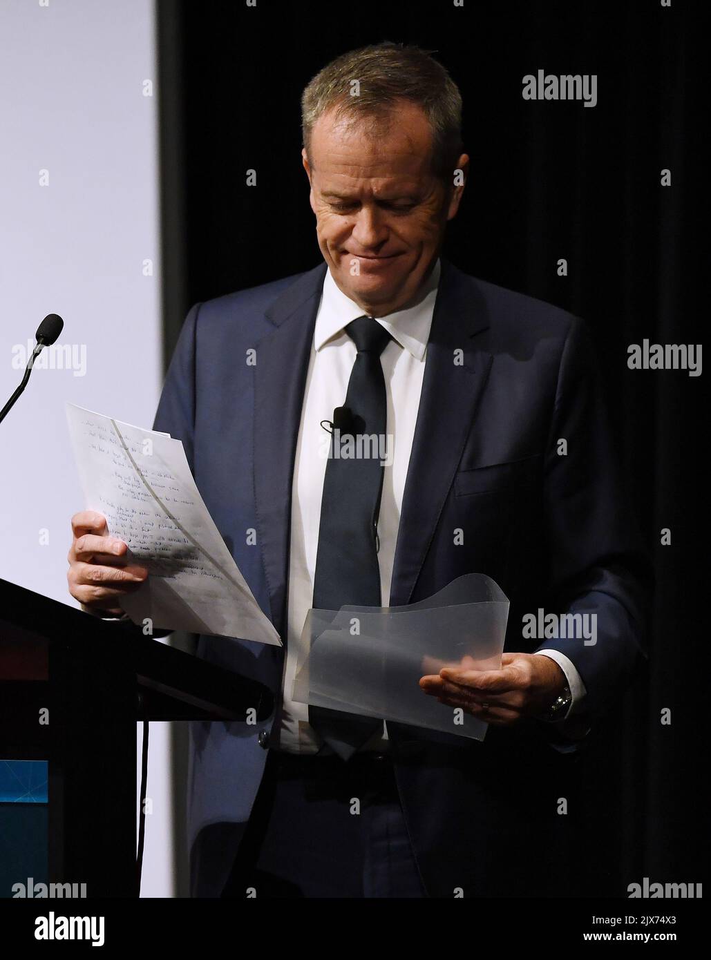 Leader of the Opposition Bill Shorten walks away after speaking at the ...