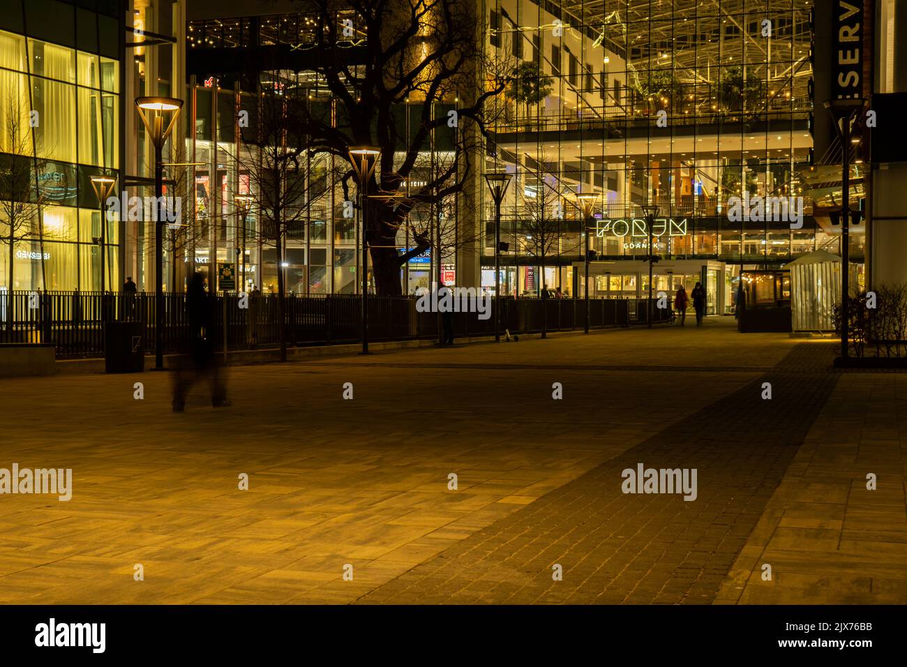 Gdansk Poland - April 2022. Forum gallery shopping mall at night ...