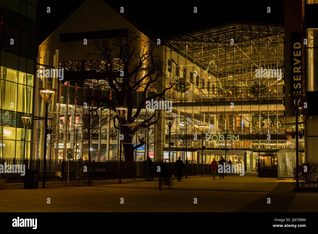 Gdansk Poland - April 2022. Forum gallery shopping mall at night ...
