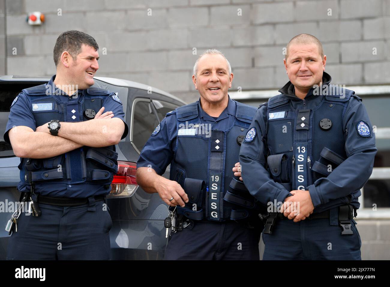 Officers (L-R) L. Germaine, G Querella, and R. Steyn, members of the ...