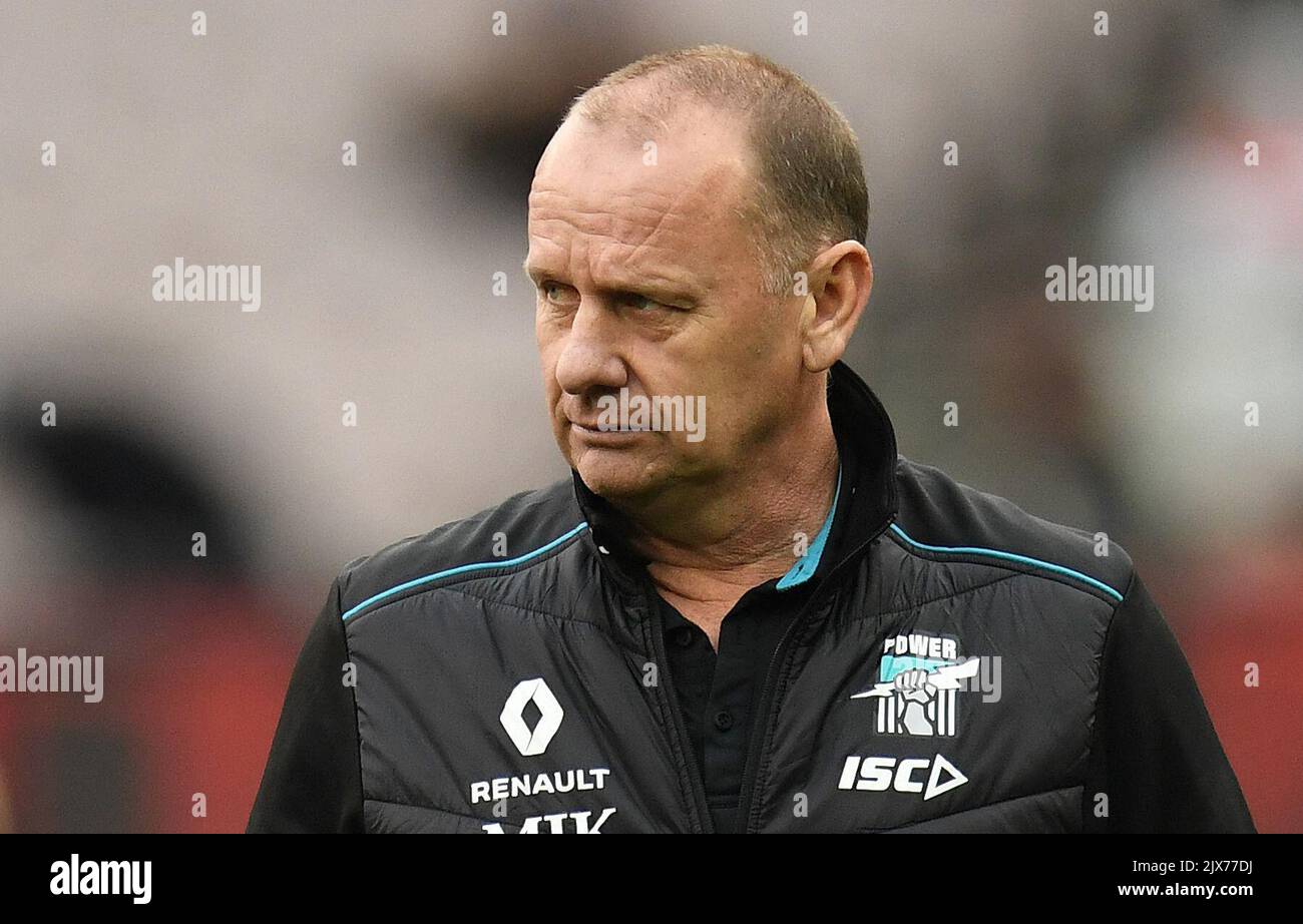 Coach Ken Hinkley of the Power is seen during the Round 18 AFL match ...