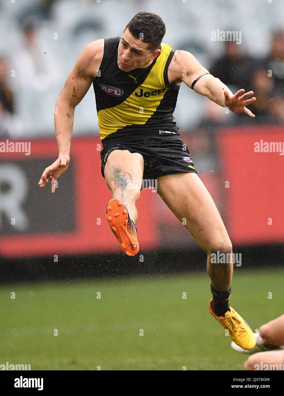 Jason Castagna of the Tigers is seen in action during the Round 18 AFL ...