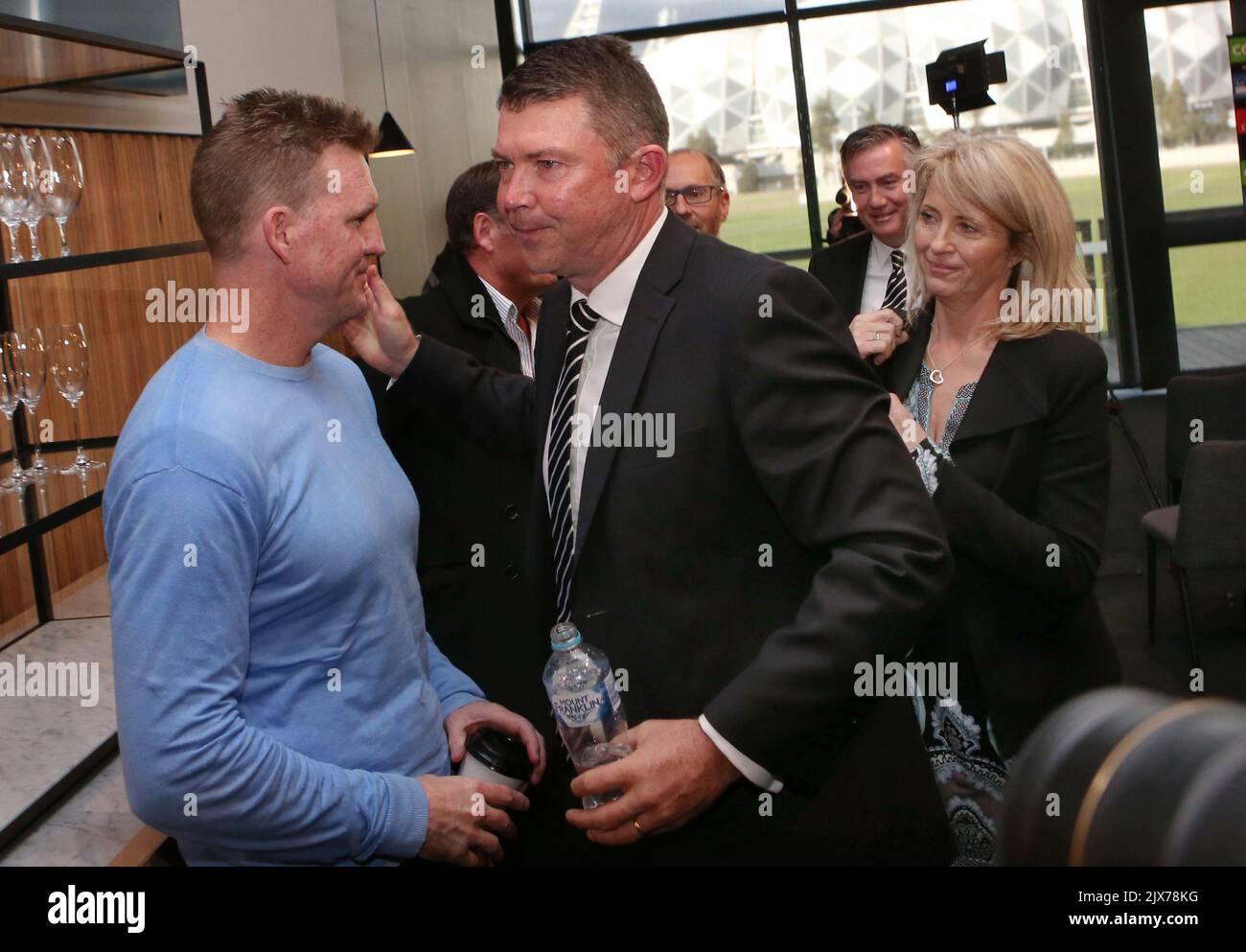 Collingwood AFL club CEO Gary Pert (right) with coach Nathan Buckley ...