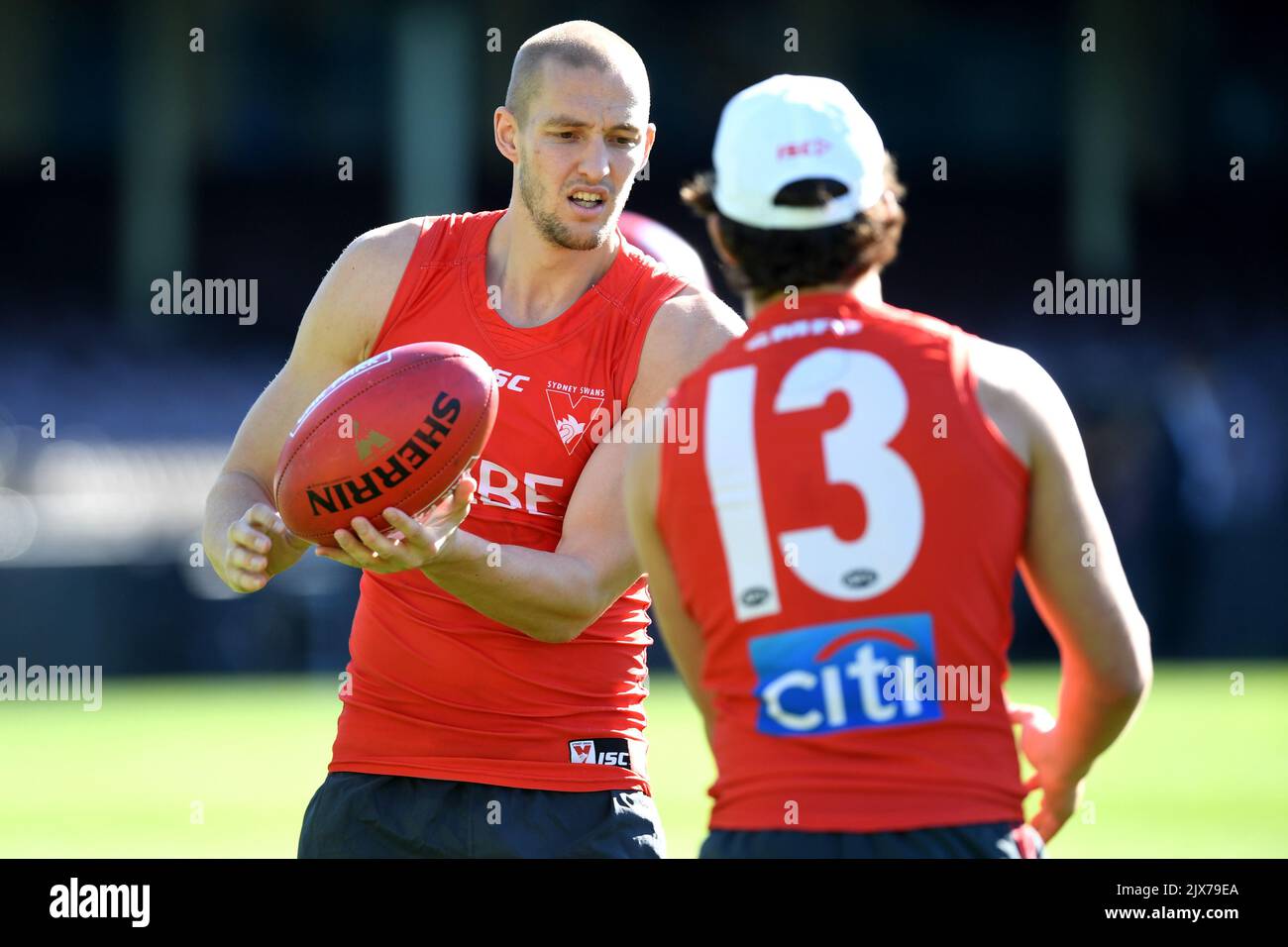 Sydney Swans AFL players Sam Reid (left) and Oliver Florent are seen ...