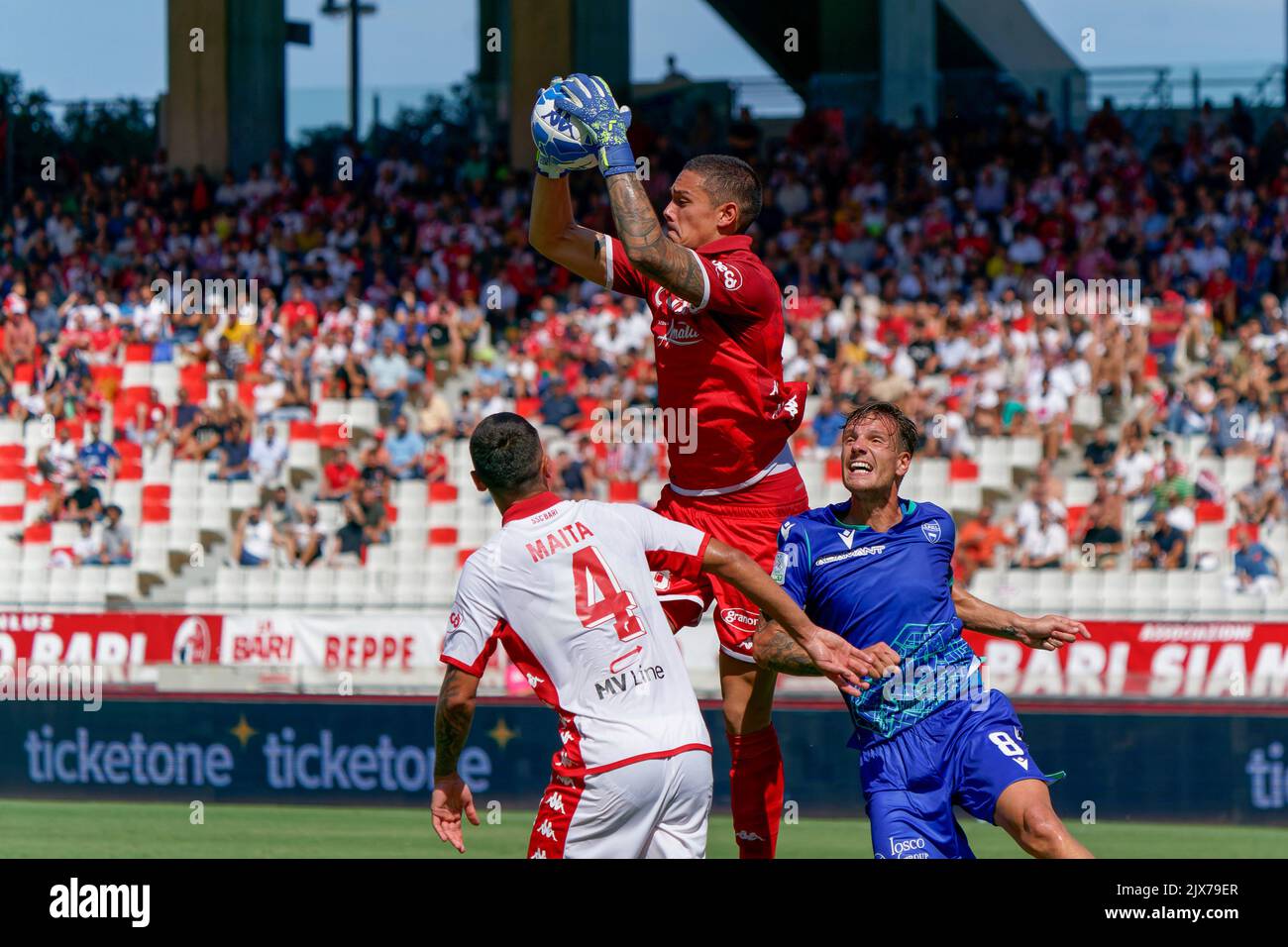 Bari, Italy. 03rd Sep, 2022. Elia Caprile (SSC Bari) Mattia Maita (SSC ...