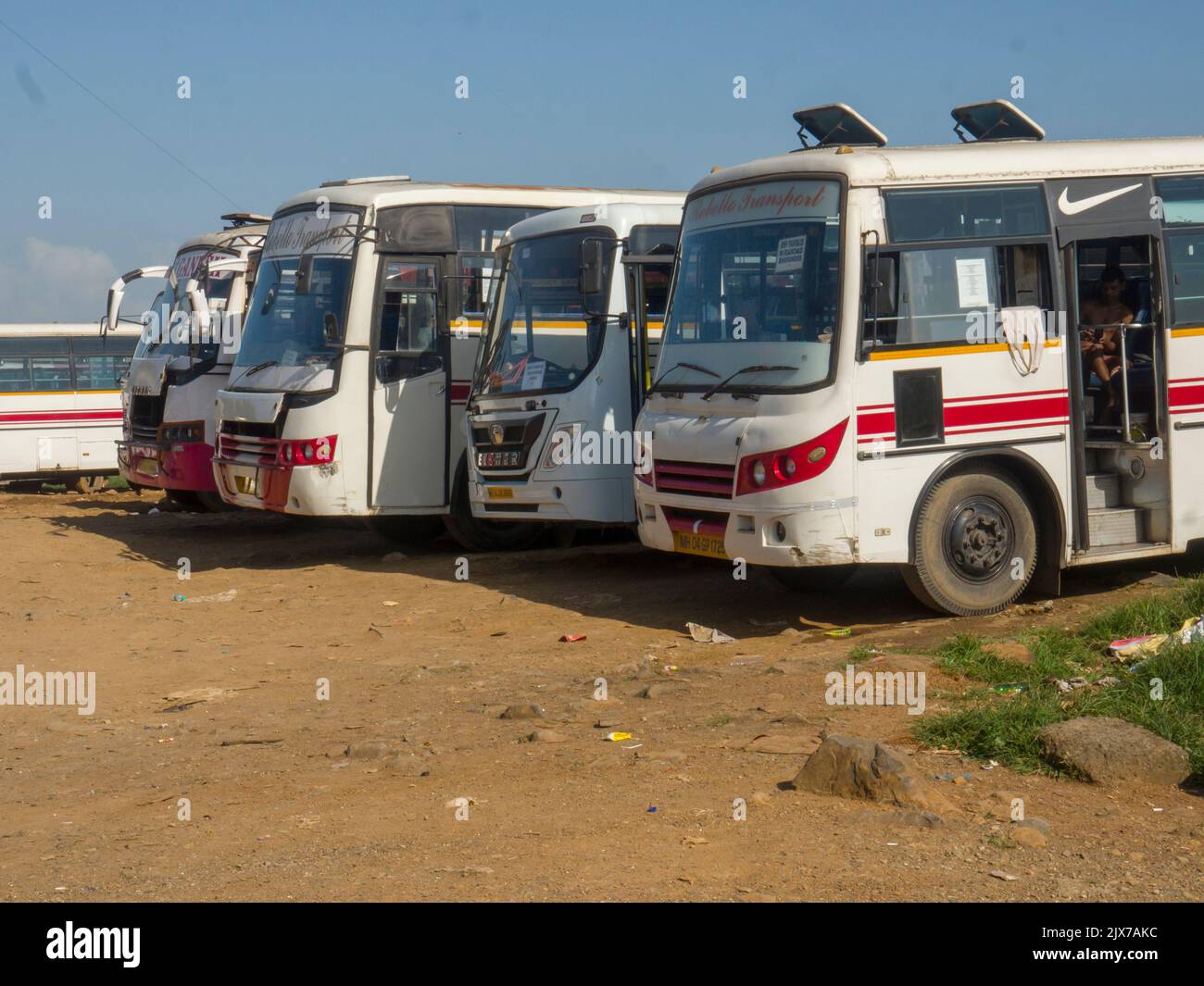 Mumbai, Maharashtra / India – March 02, 2020 : Bus Depot in Mumbai ...