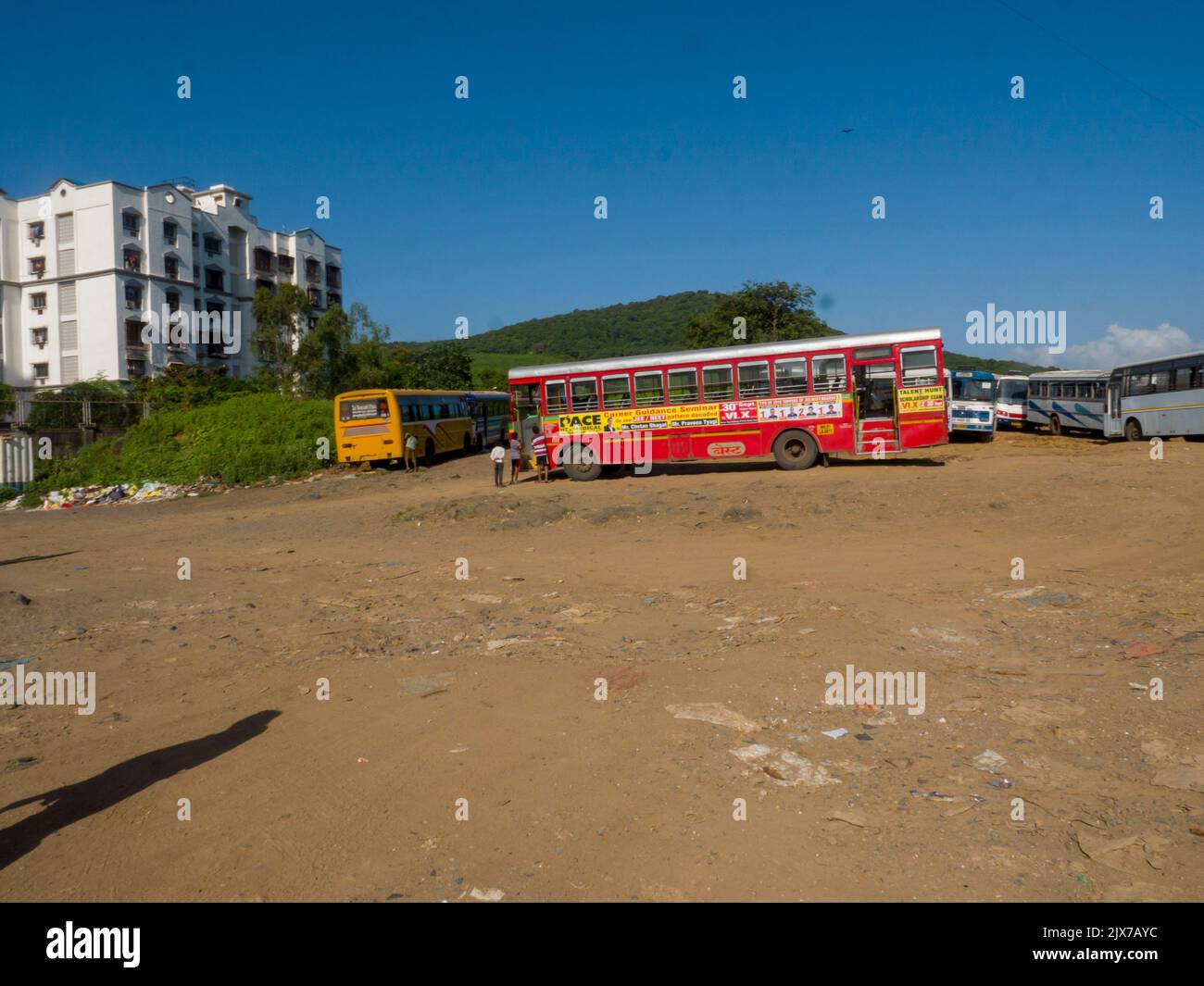 Mumbai, Maharashtra / India – March 02, 2020 : Bus Depot in Mumbai ...